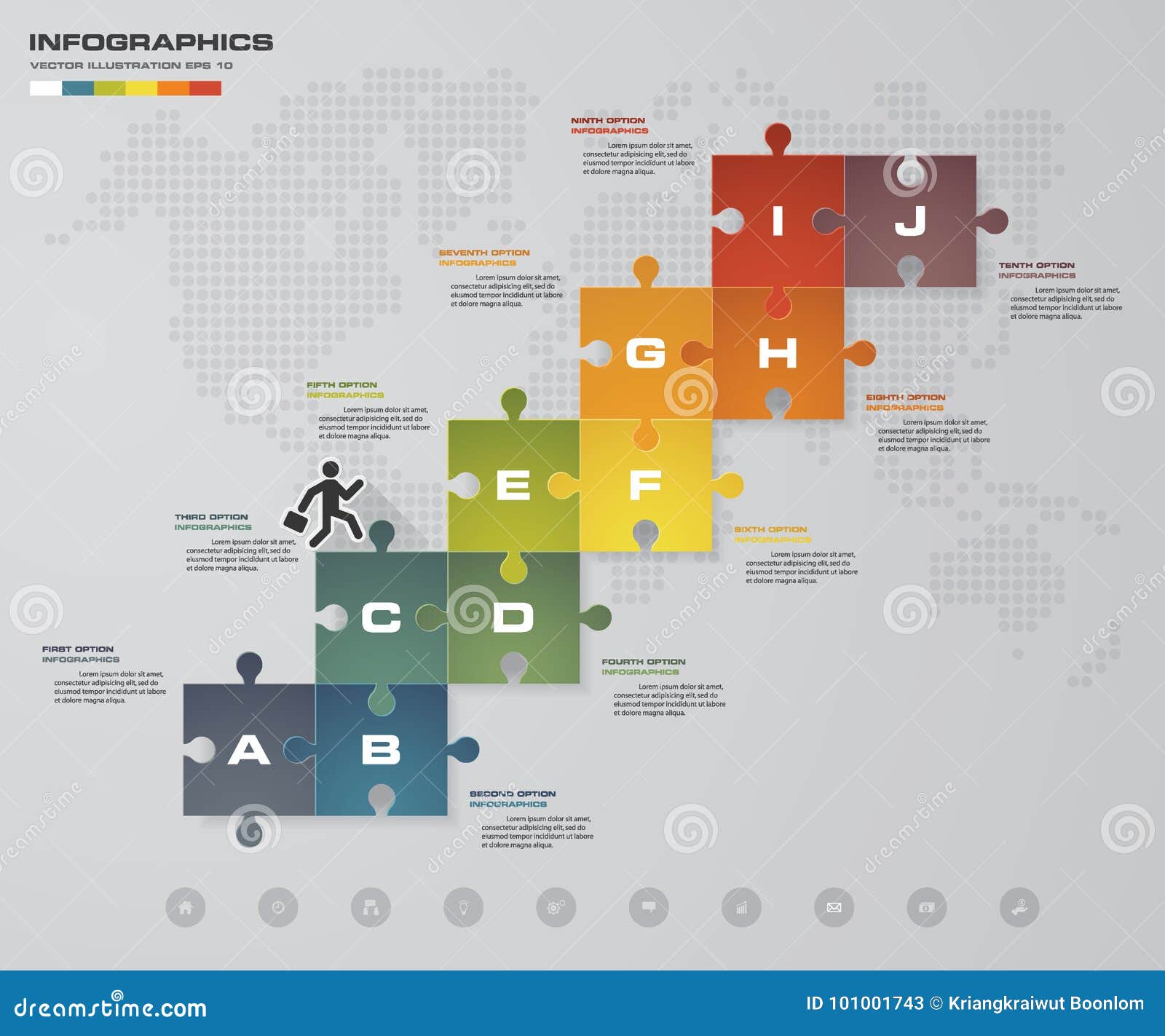 Abstract 10 Steps Chart for Data Presentation. 10 Jigsaw Puzzle ...