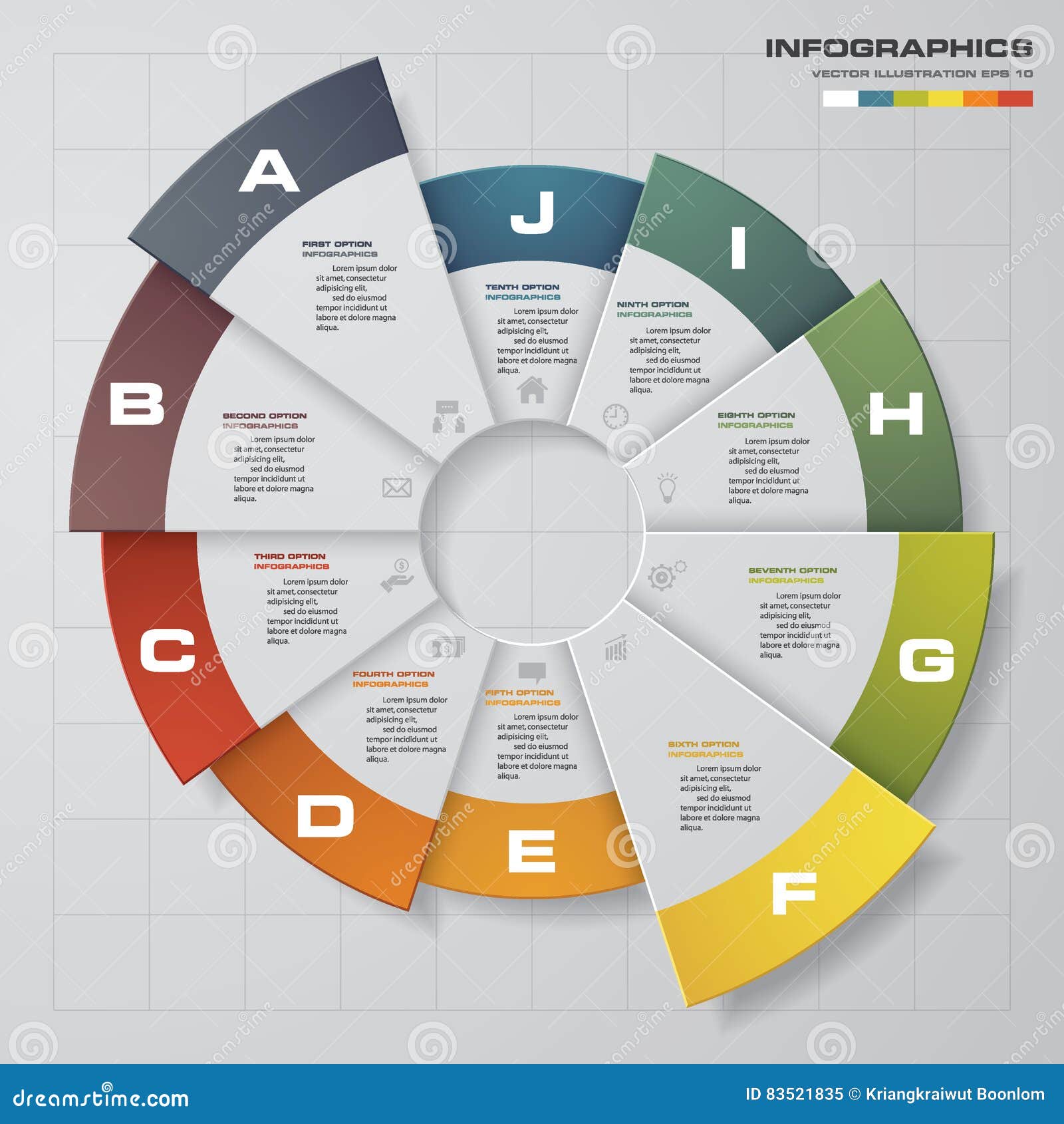 Abstract 10 Steps Circle/wheel Infographis Elements.Vector Illustration ...