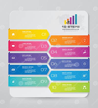 10 Steps Infographic Element Chart for Data Presentation. Stock Vector ...