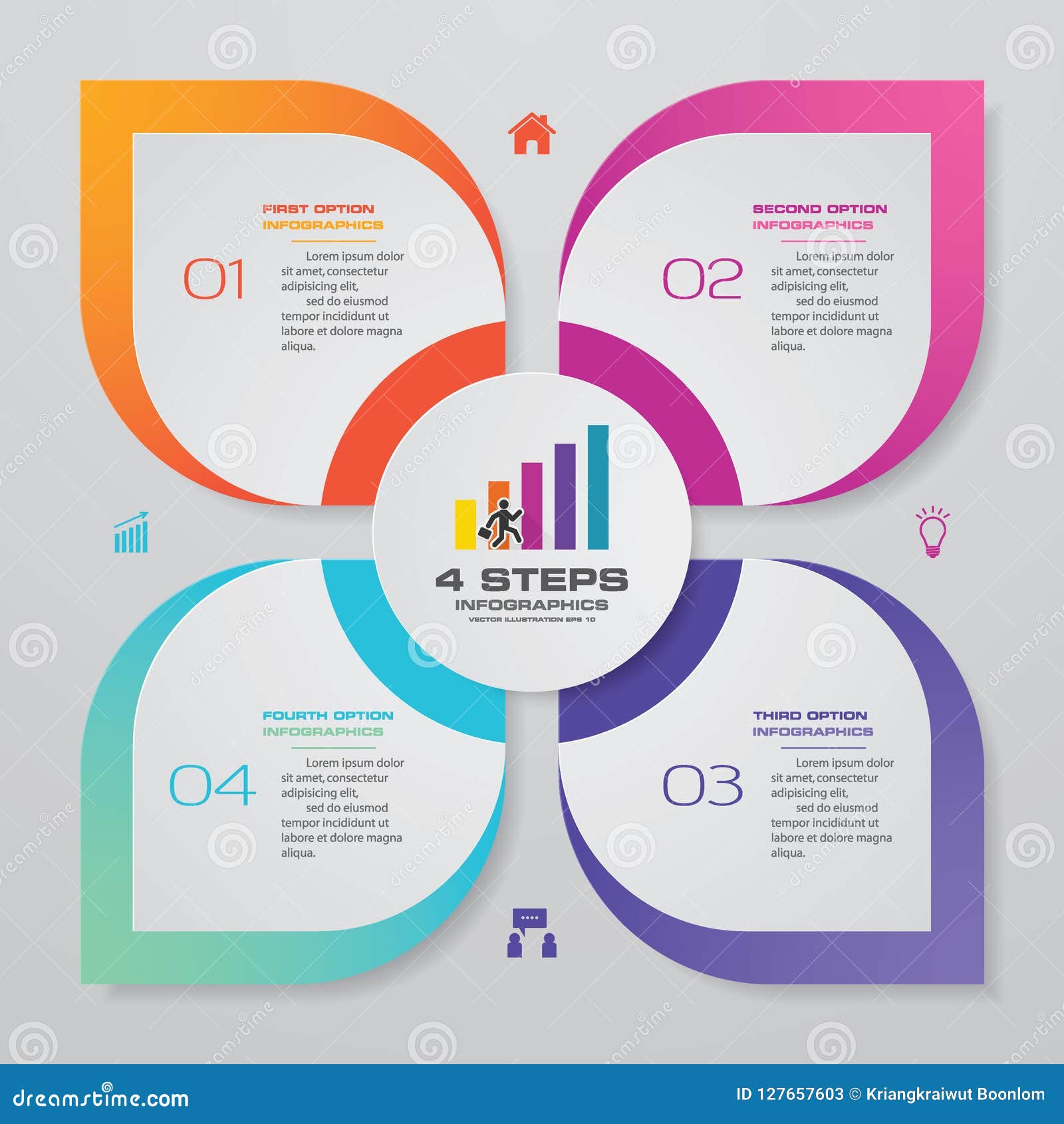 4 Steps Infographic Element Chart for Data Presentation. Stock Vector ...
