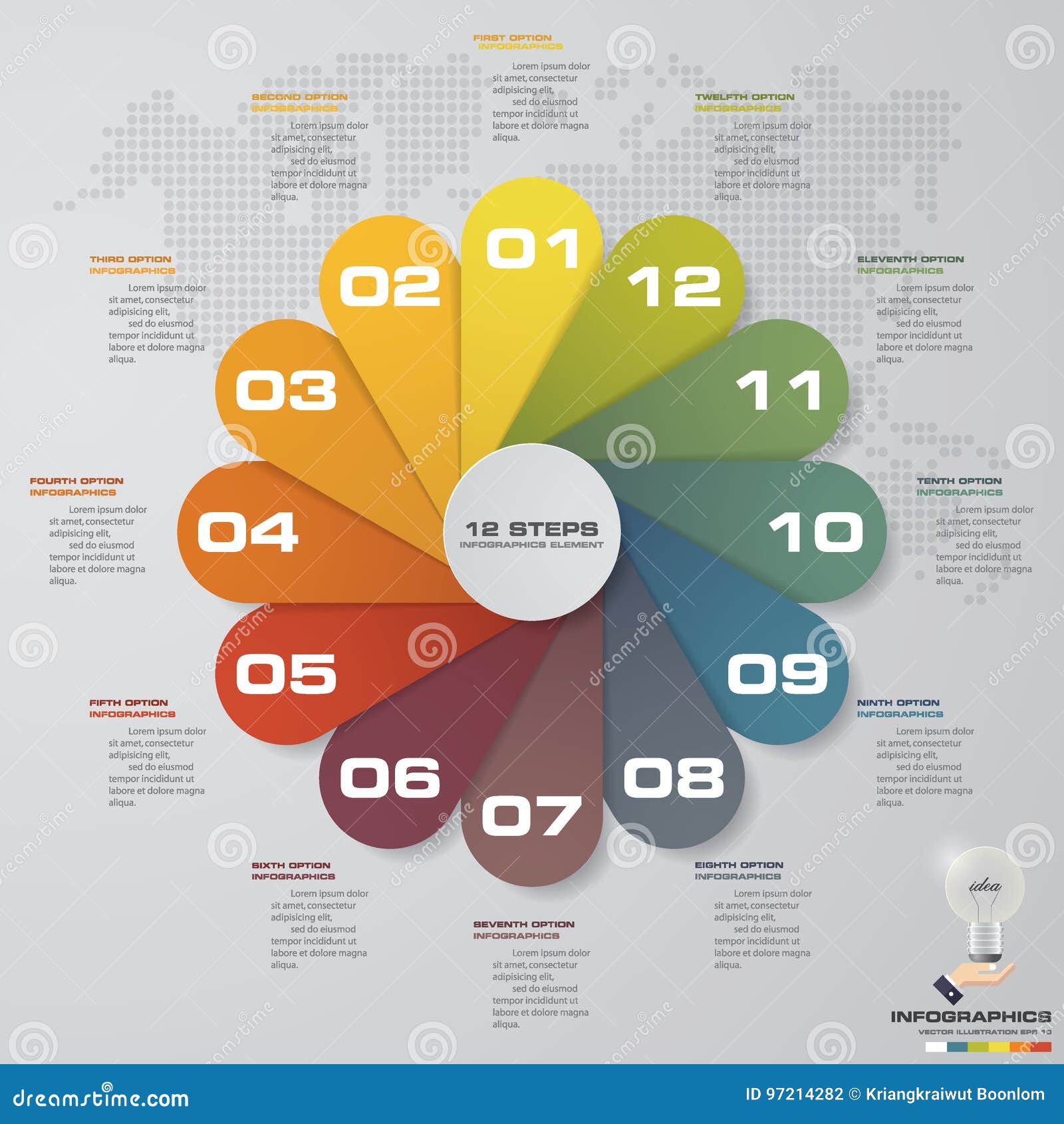 Abstract 12 Steps Infographics Elements/timeline.Vector Illustration.12 ...