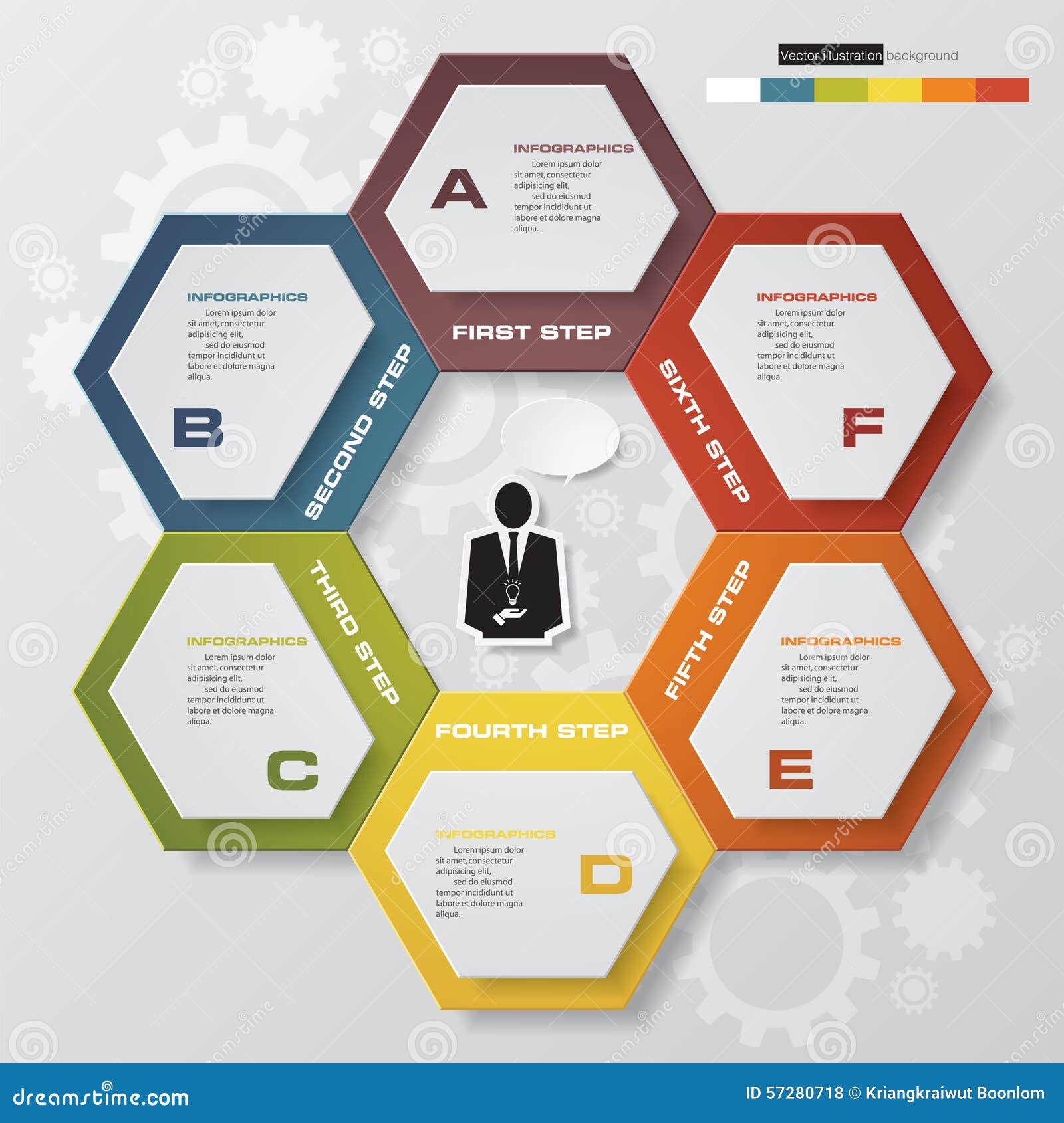 Abstract 6 Steps Infographics Elements. Vector Illustration ...