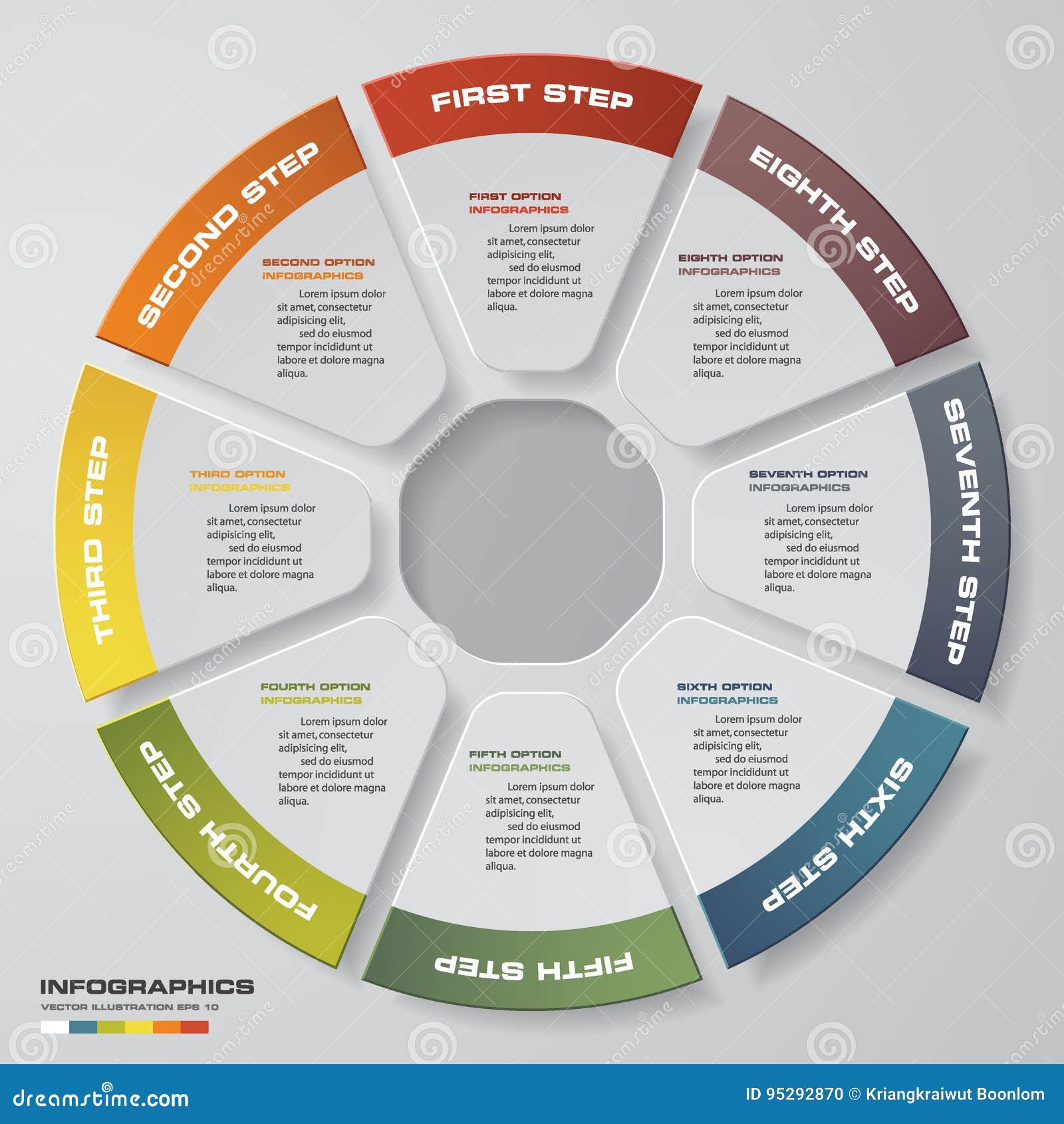 Abstract 8 Steps Modern Pie Chart Infographics Elements.à¸Š Stock ...