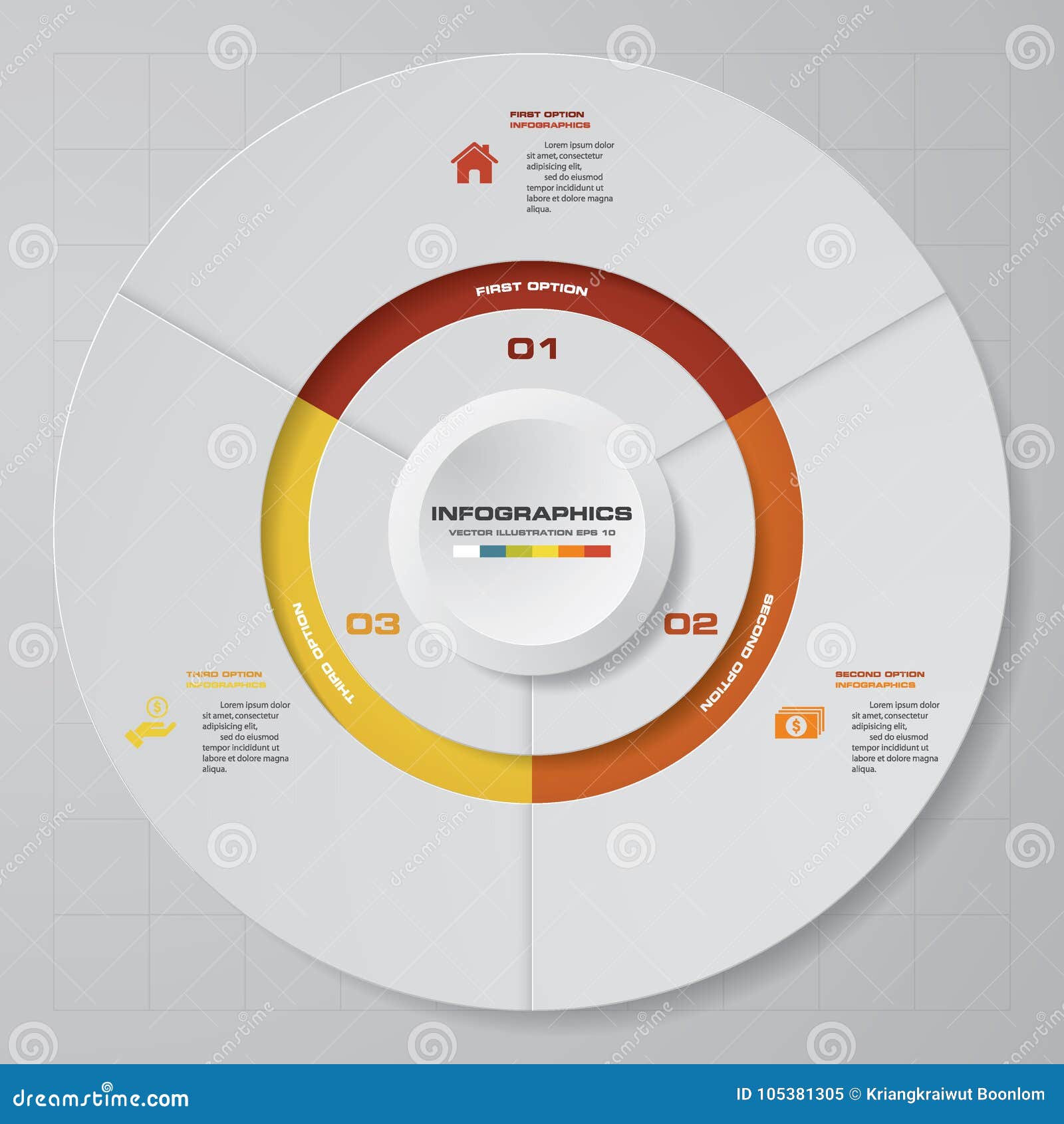 Abstract 3 Steps Modern Pie Chart Infographics Elements Stock Vector ...