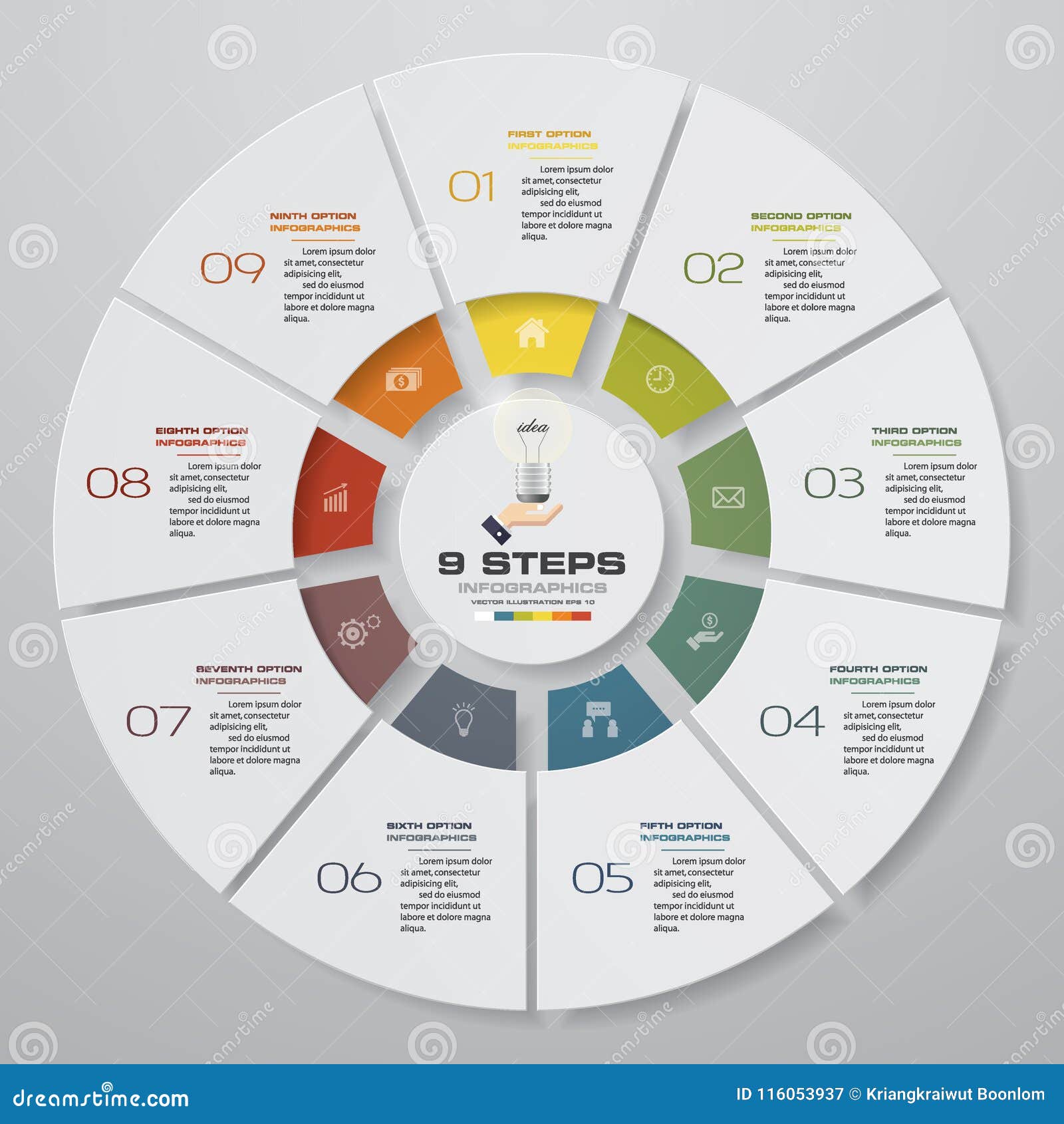 Abstract 8 Steps Modern Pie Chart Infographics Elements.Vector Illustration Stock Vector ...