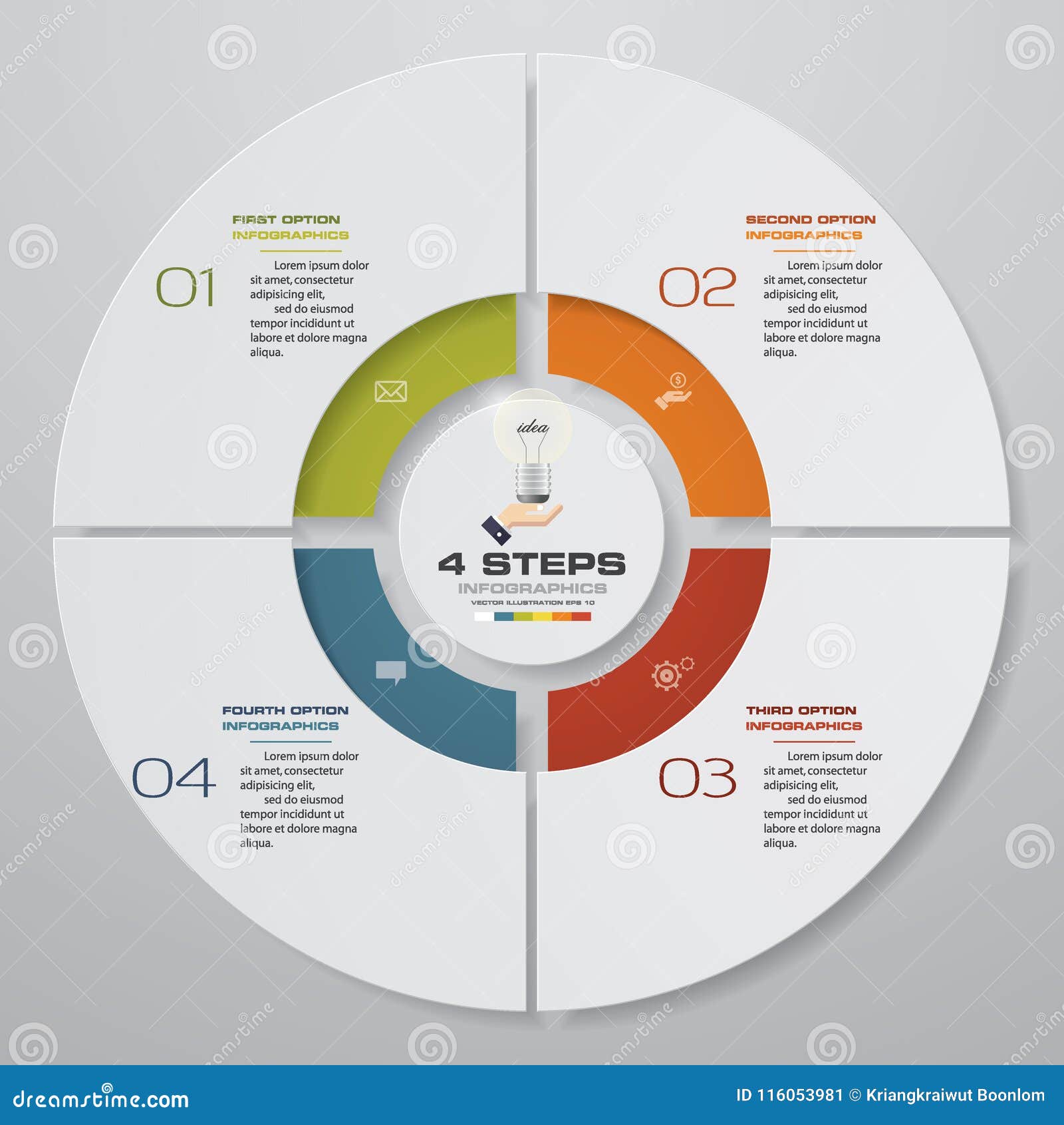 Abstract 4 Steps Modern Pie Chart Infographics Elements.Vector ...