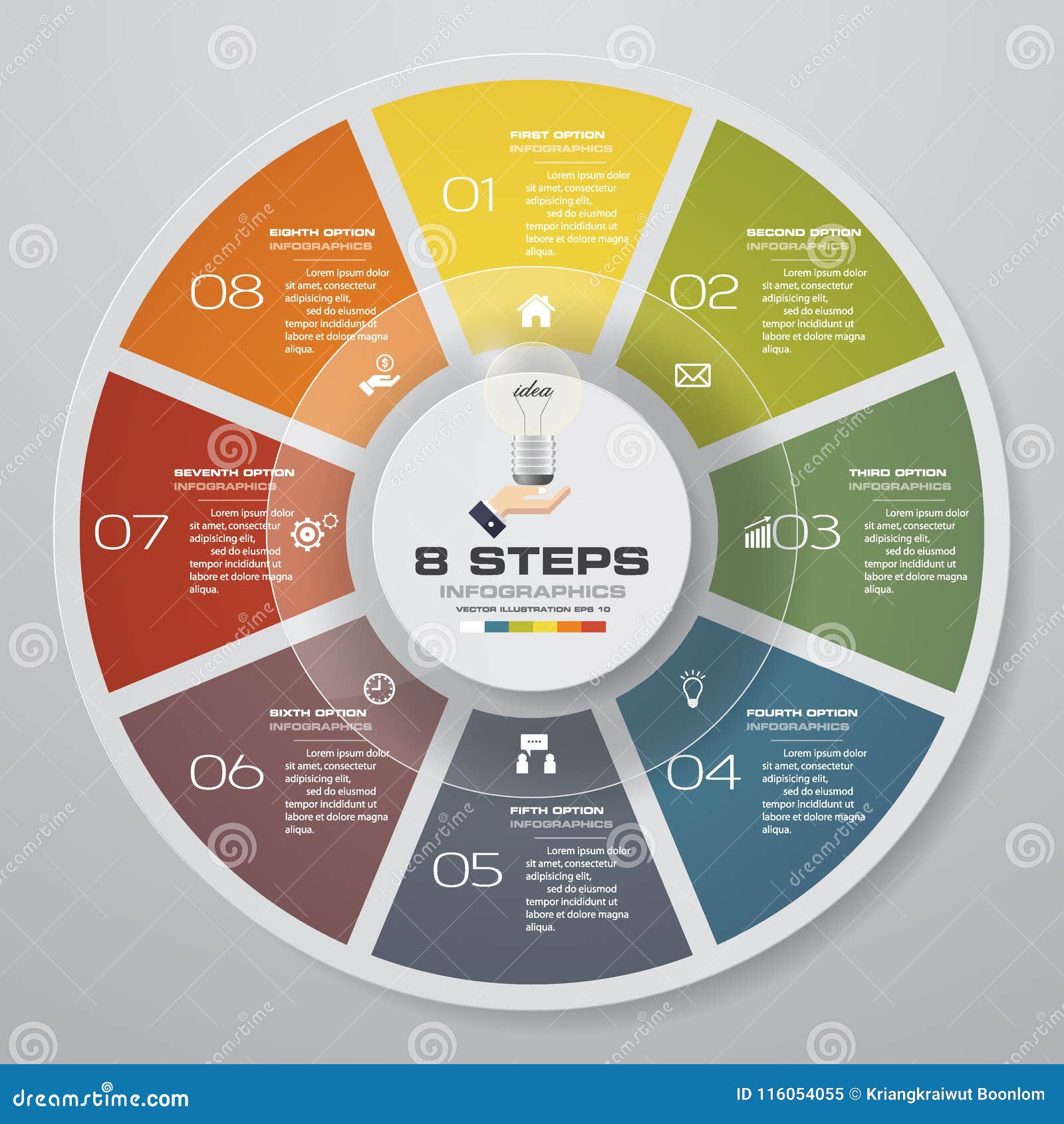 Abstract 8 Steps Modern Pie Chart Infographics Elements.Vector Illustration Stock Vector ...