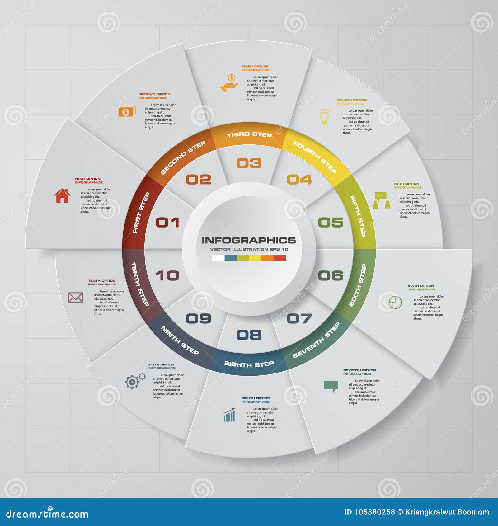 Abstract 10 Steps Modern Pie Chart Infographics Elements.Vector ...