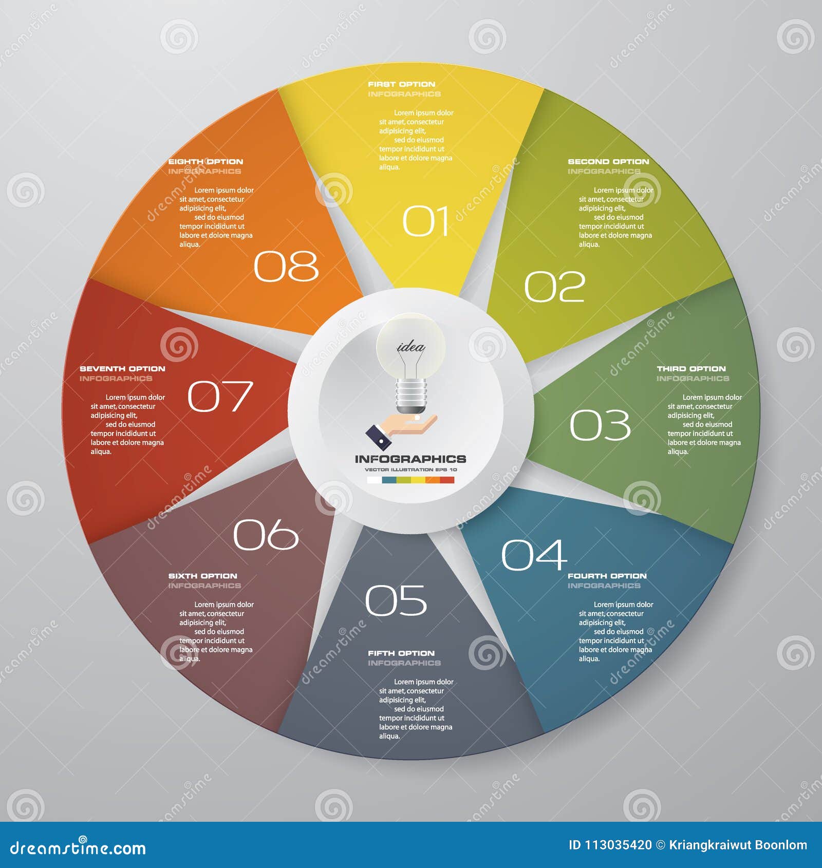 Abstract 8 Steps Modern Pie Chart Infographics Elements Stock Vector ...