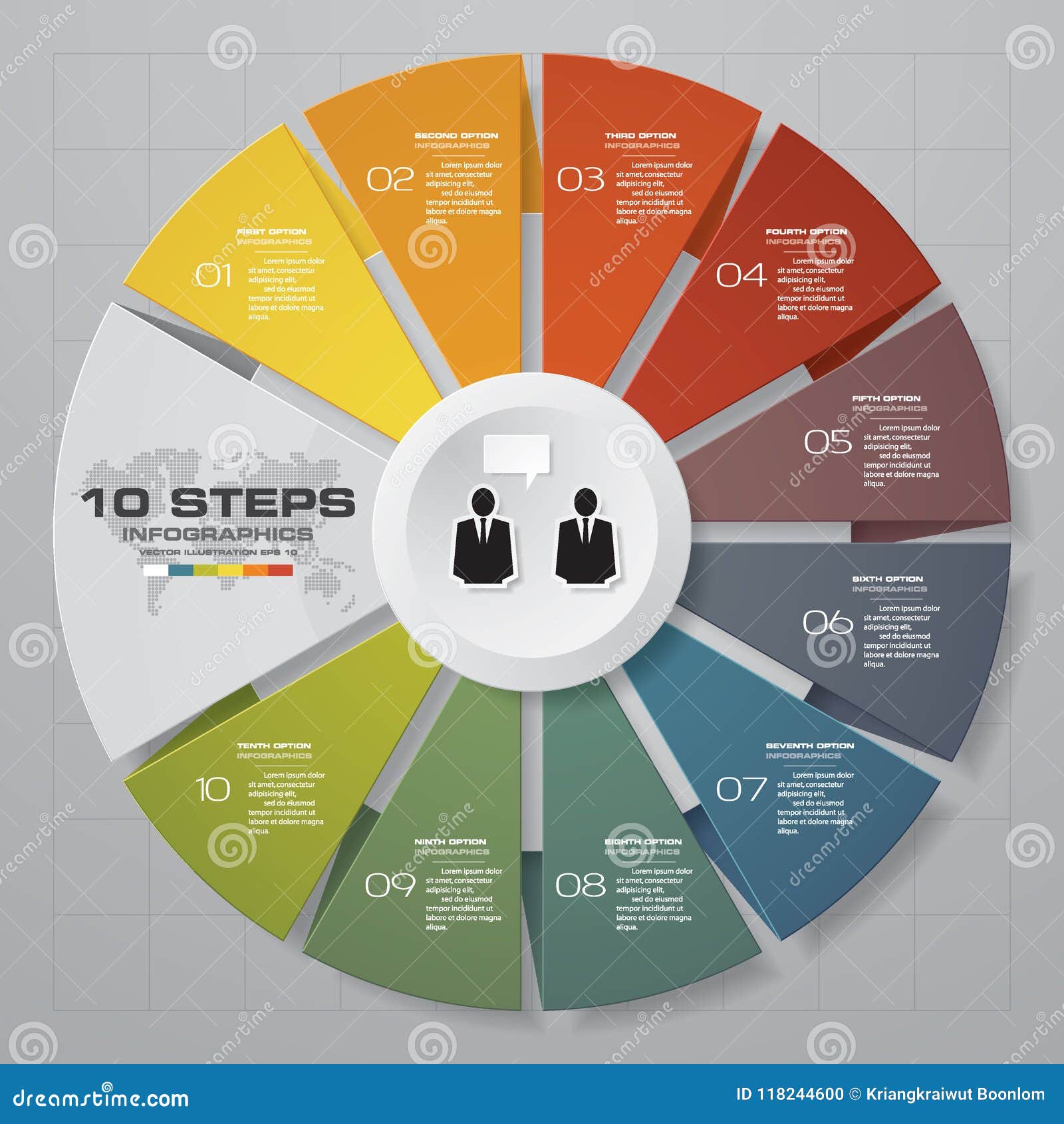 Abstract 10 Steps Modern Pie Chart Infographics Elements.Vector ...