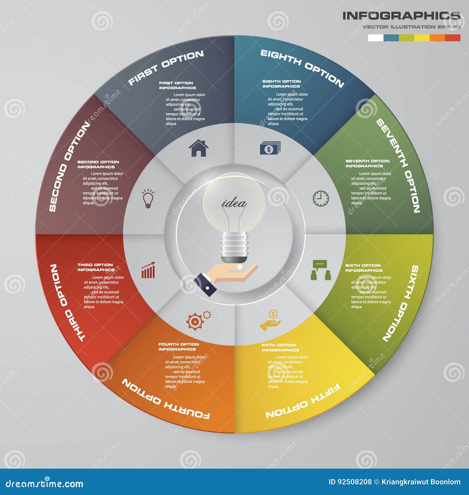 Abstract 8 Steps Modern Pie Chart Infographics Elements.Vector ...