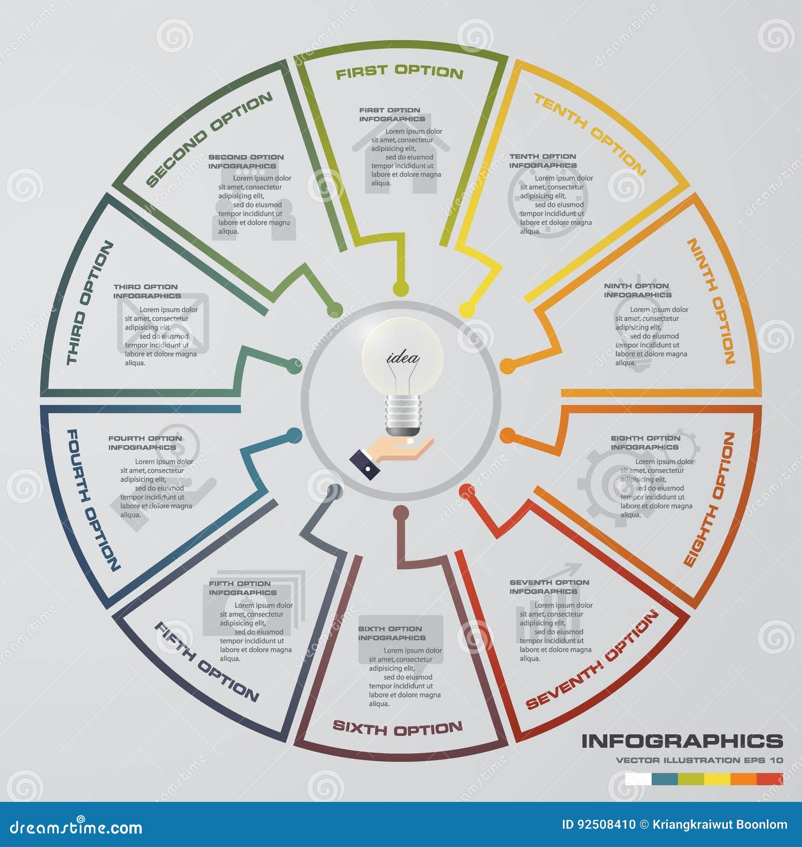 Abstract 10 Steps Modern Pie Chart Infographics Elements.Vector ...