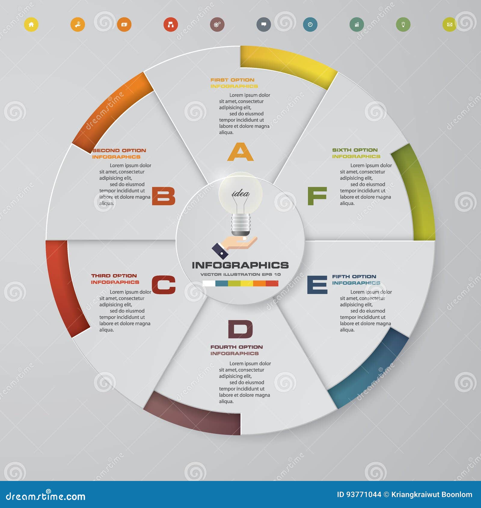 Abstract 6 Steps Modern Pie Chart Infographics Elements.Vector ...