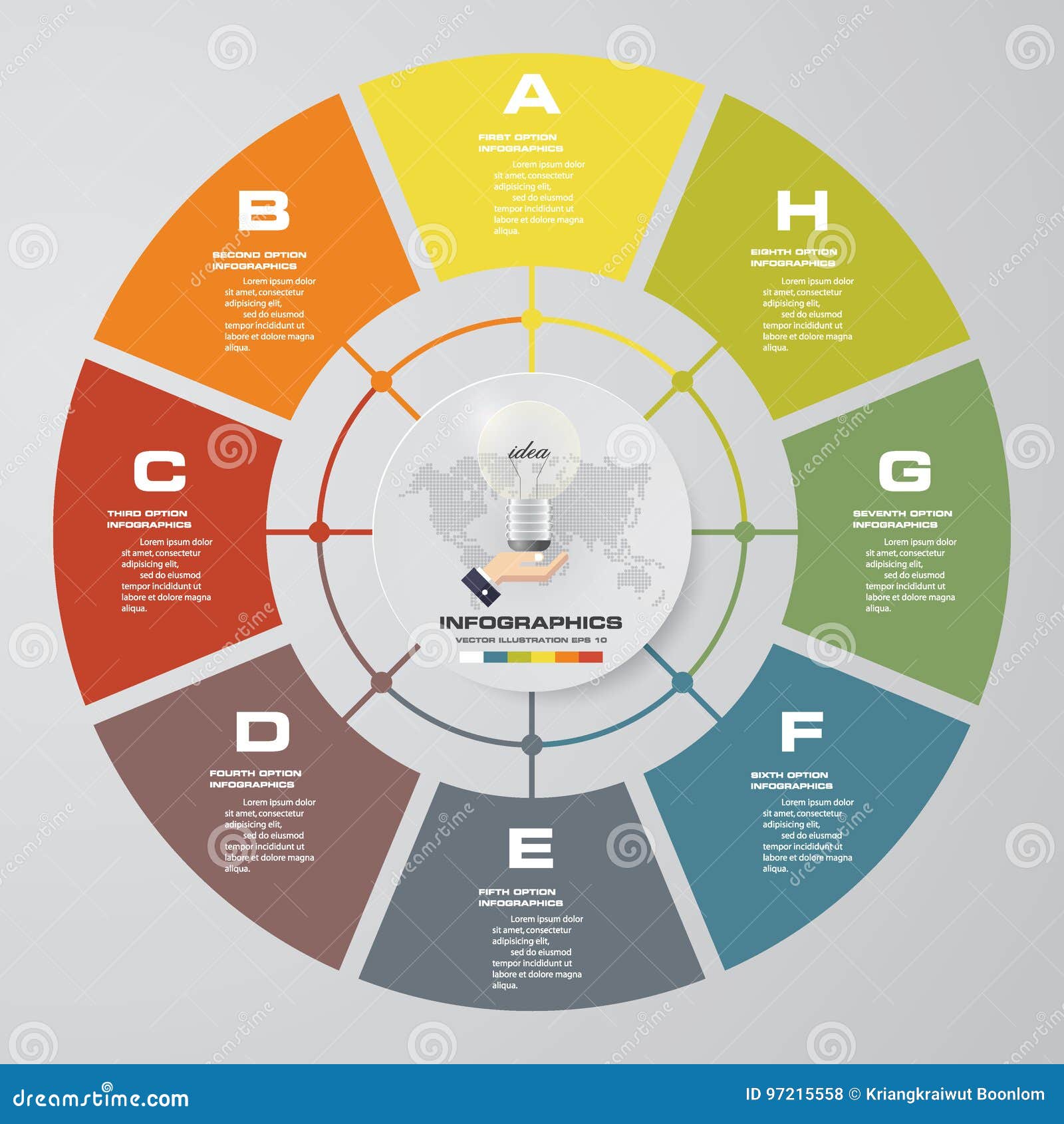 Abstract 8 Steps Modern Pie Chart Infographics Elements.Vector ...