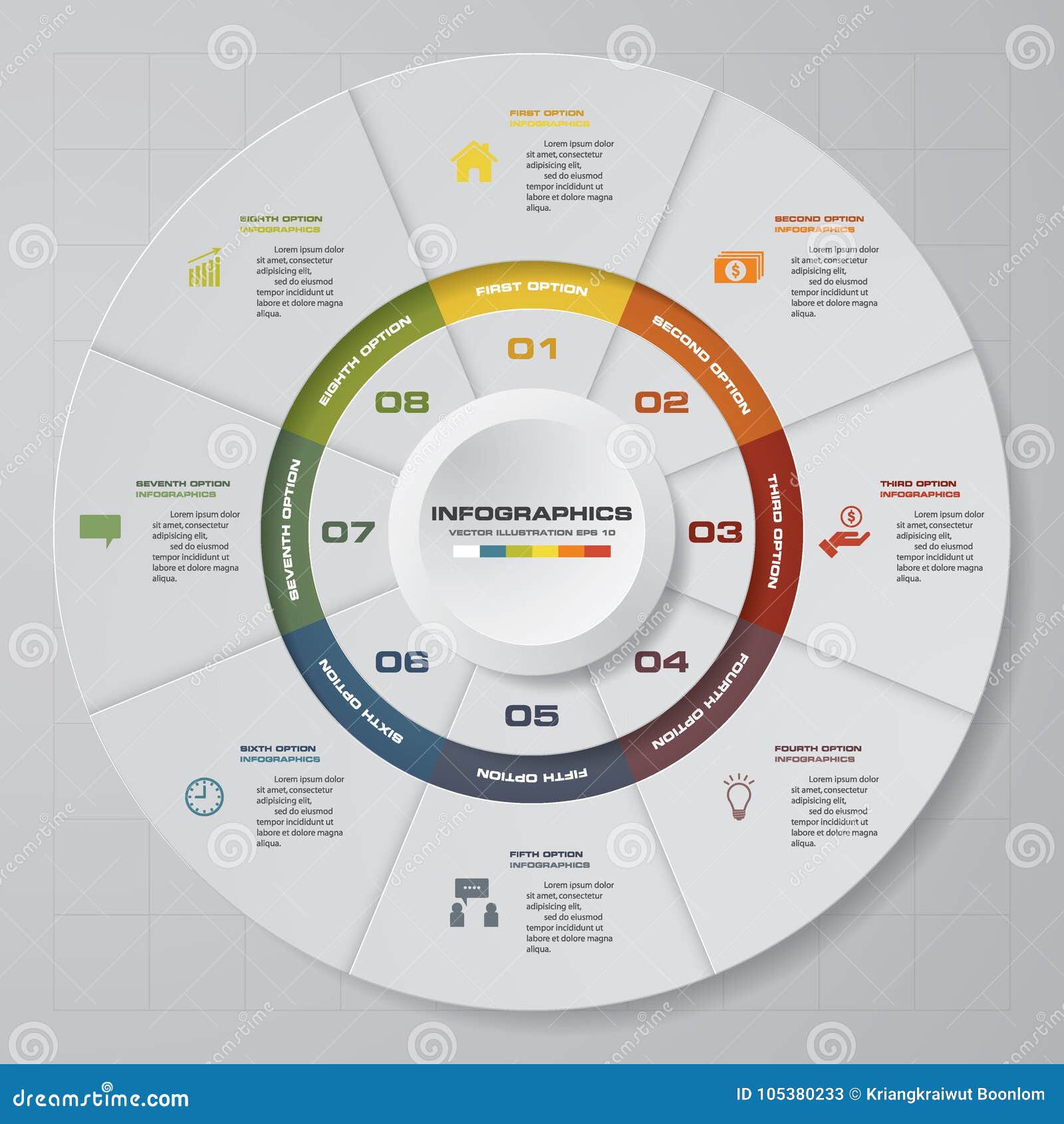Abstract 8 Steps Modern Pie Chart Infographics Elements.Vector ...