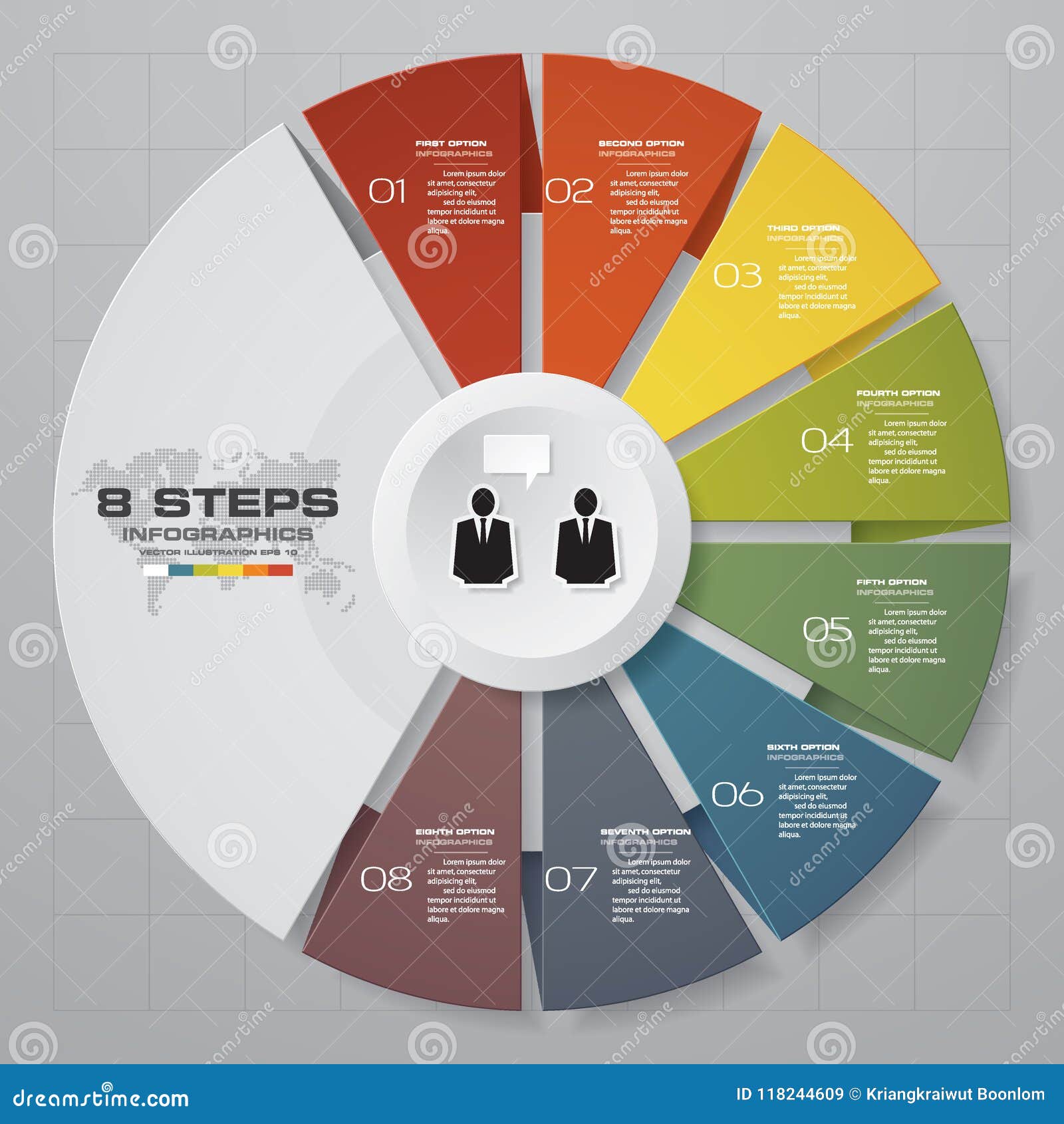 Abstract 8 Steps Modern Pie Chart Infographics Elements.Vector ...