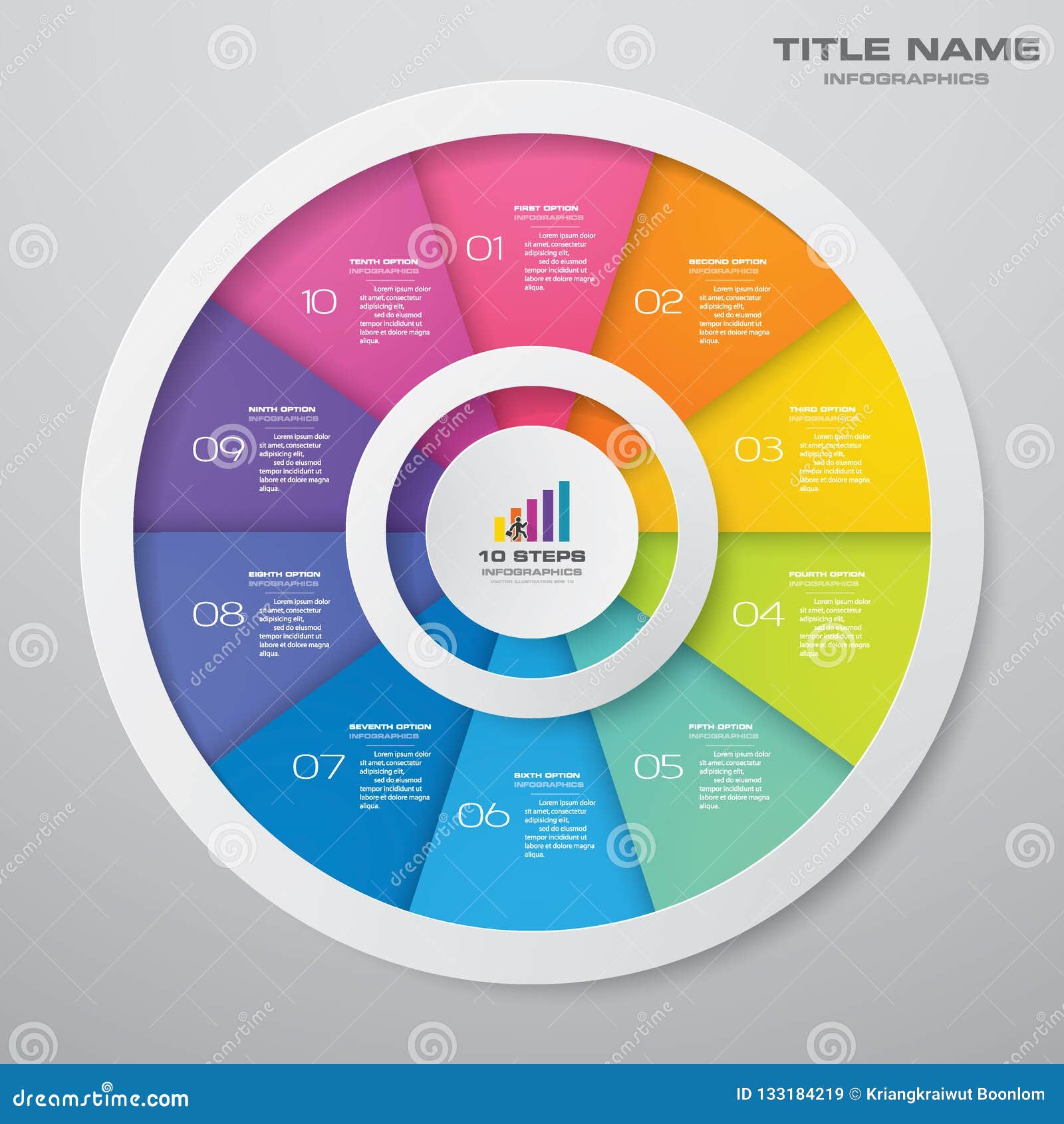Abstract 10 Steps Modern Pie Chart Infographics Elements. Stock Vector ...