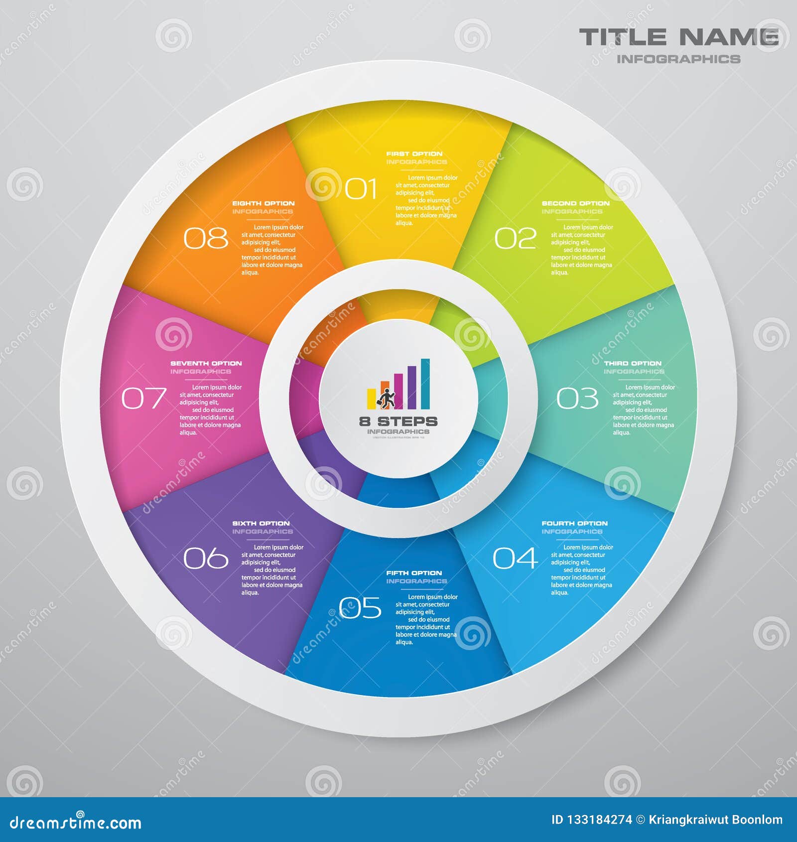 Abstract 8 Steps Modern Pie Chart Infographics Elements. Stock Vector ...