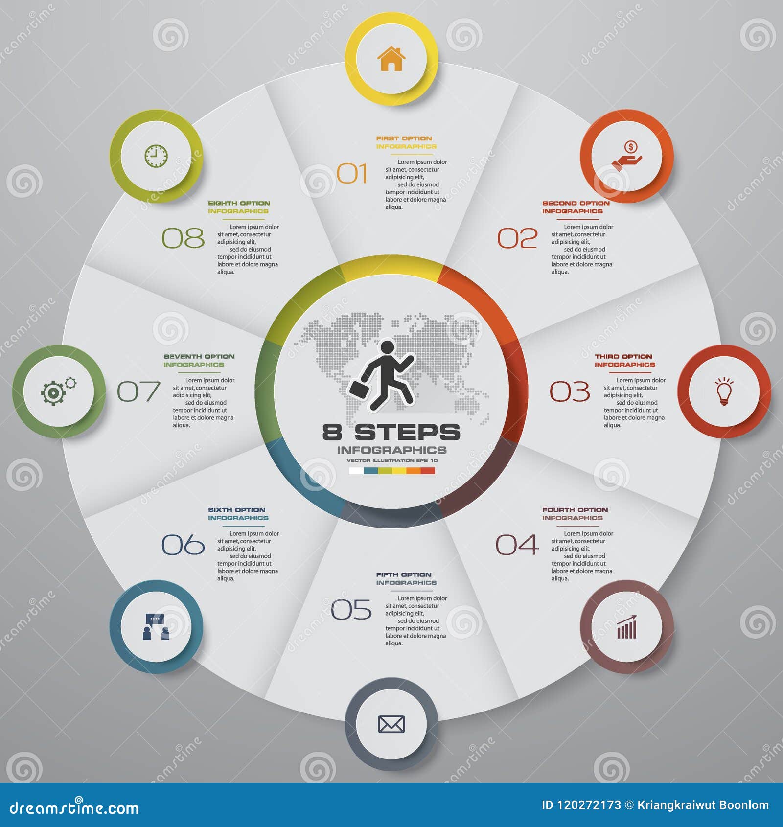 Abstract 8 Steps Pie Chart Infographics Elements.Vector Illustration. Stock Vector ...