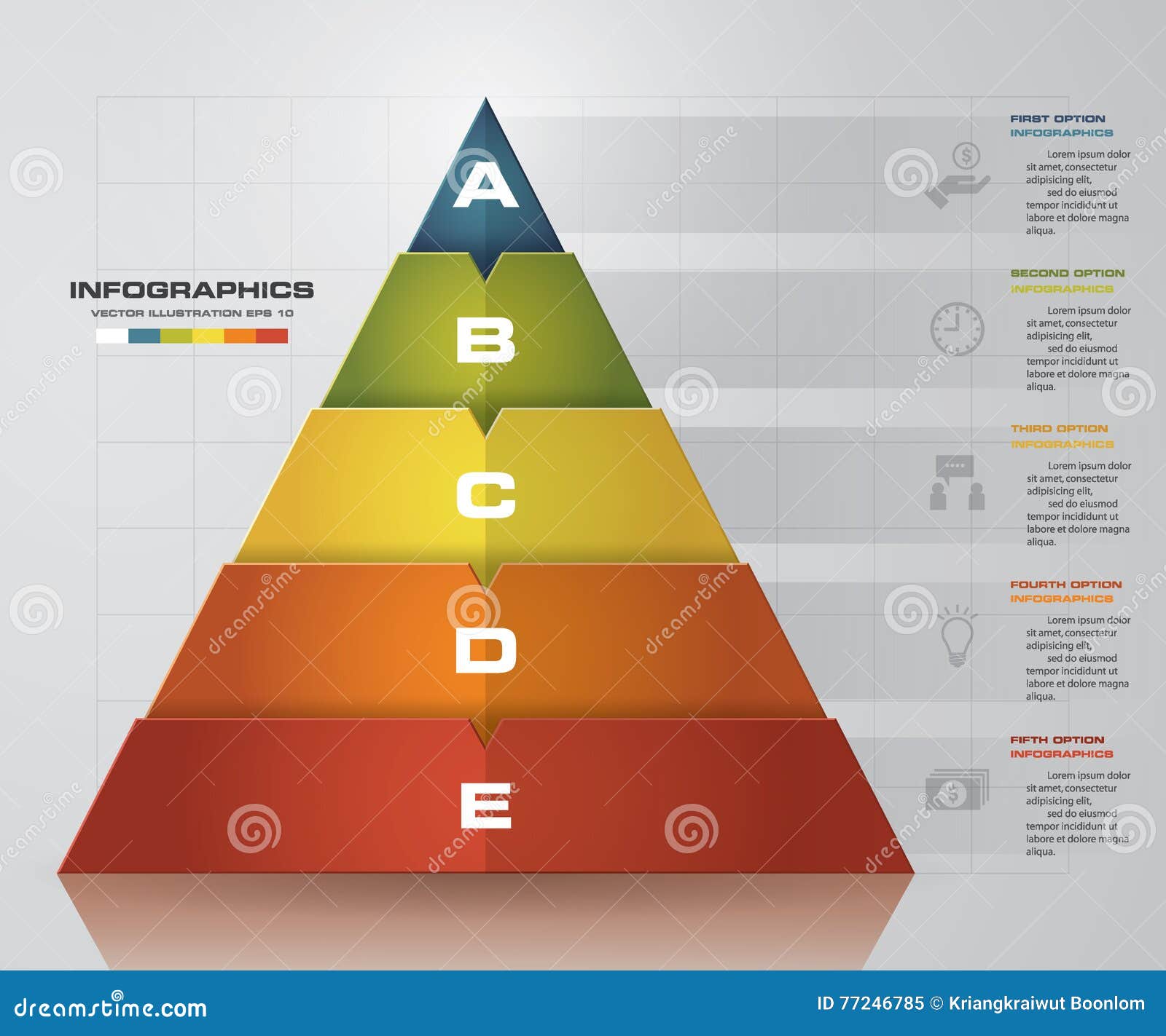 Abstract 5 Steps Pyramid Shape Layout. with Free Space for Sample Text ...