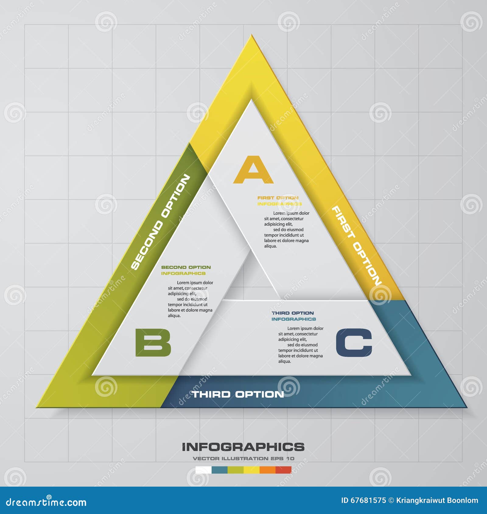 Abstract 3 Steps in Triangle Shape Template. Stock Vector ...