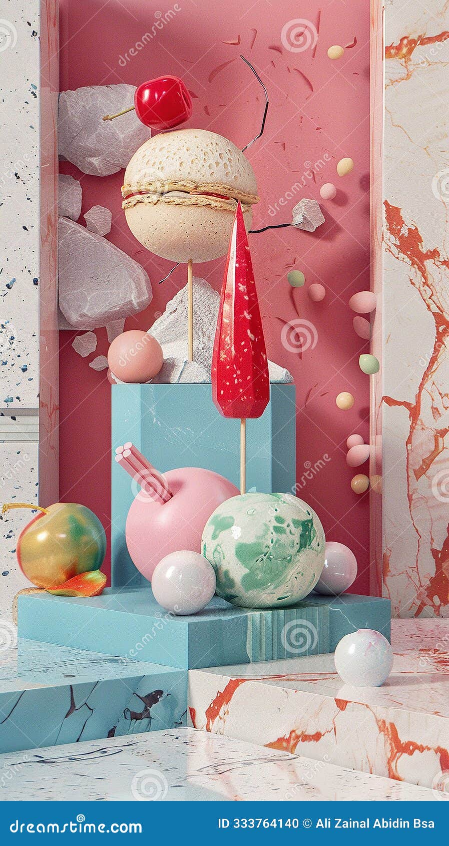Abstract Still Life with Candy and Marble Stock Illustration ...