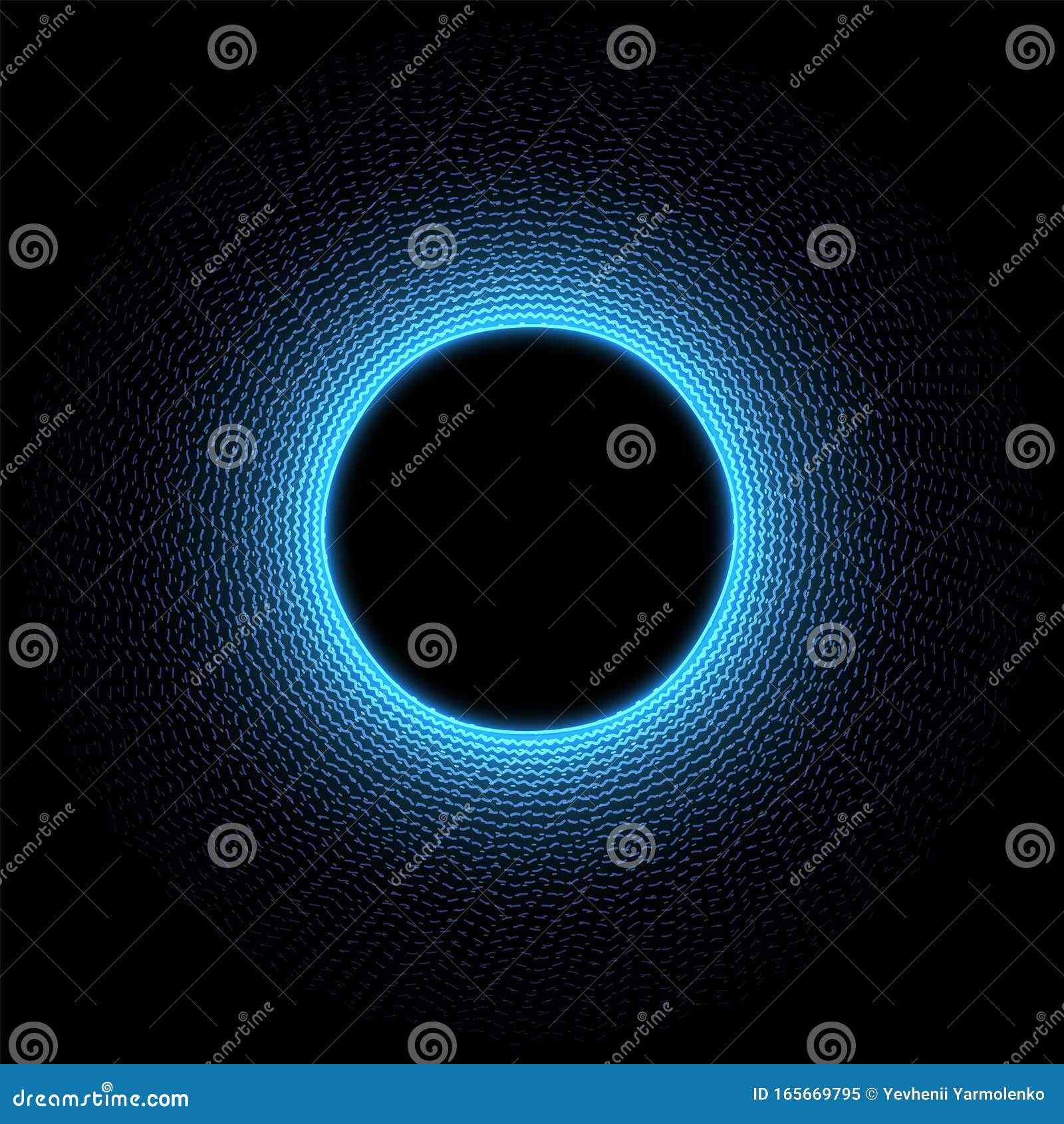 Abstract Stipple Background. Blue Luminous Circles. Circular Ring Light ...