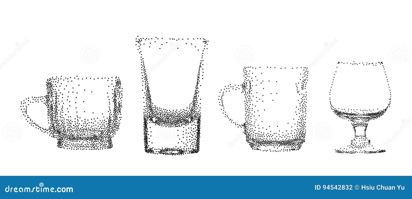 Abstract Stipple Transparent Glass Cup Isolated Vector Objects C Stock ...