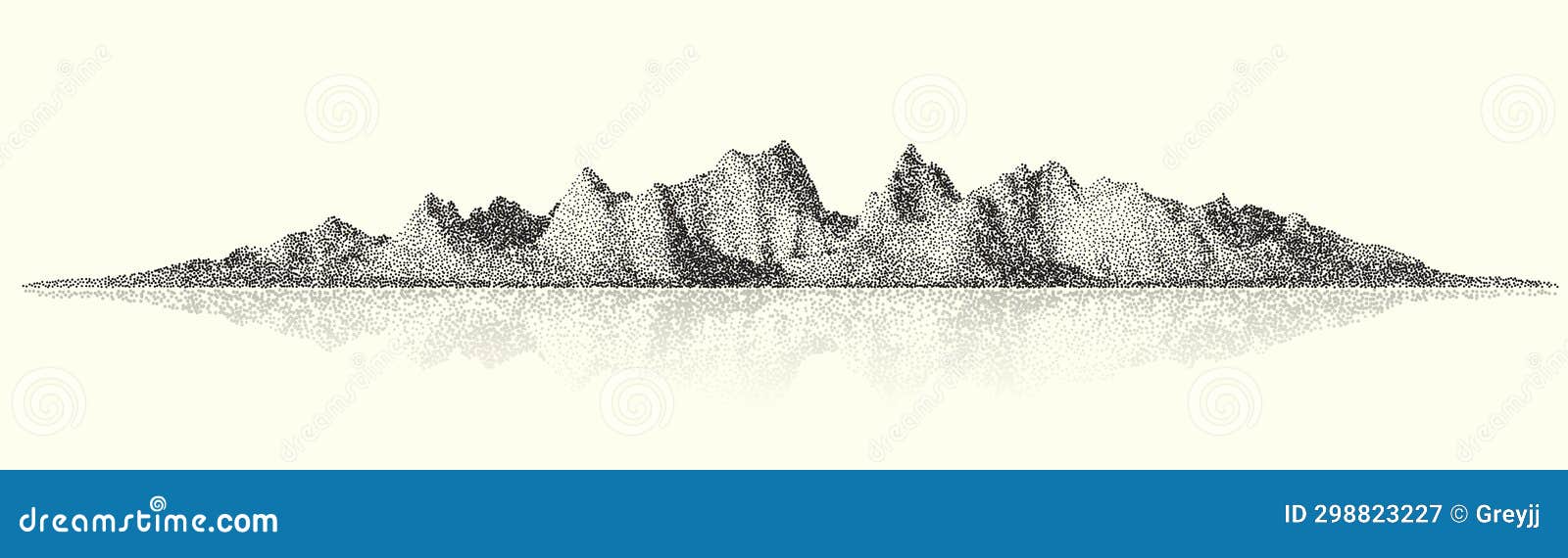 Abstract Stipple Vector Illustration of Mountains with Reflection Stock ...