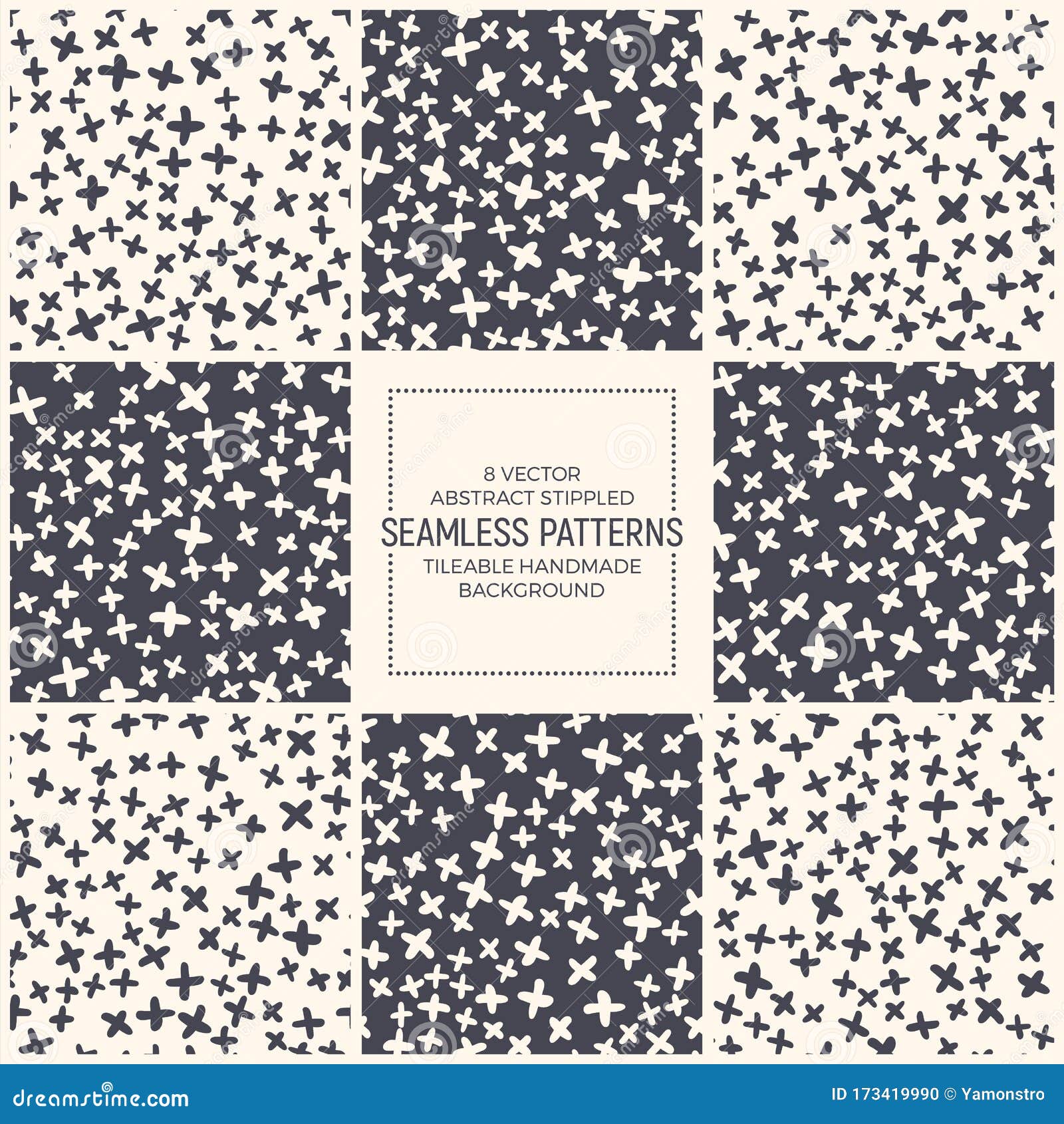 Abstract Stippled Seamless Patterns Vector Set Tileable Handmade ...