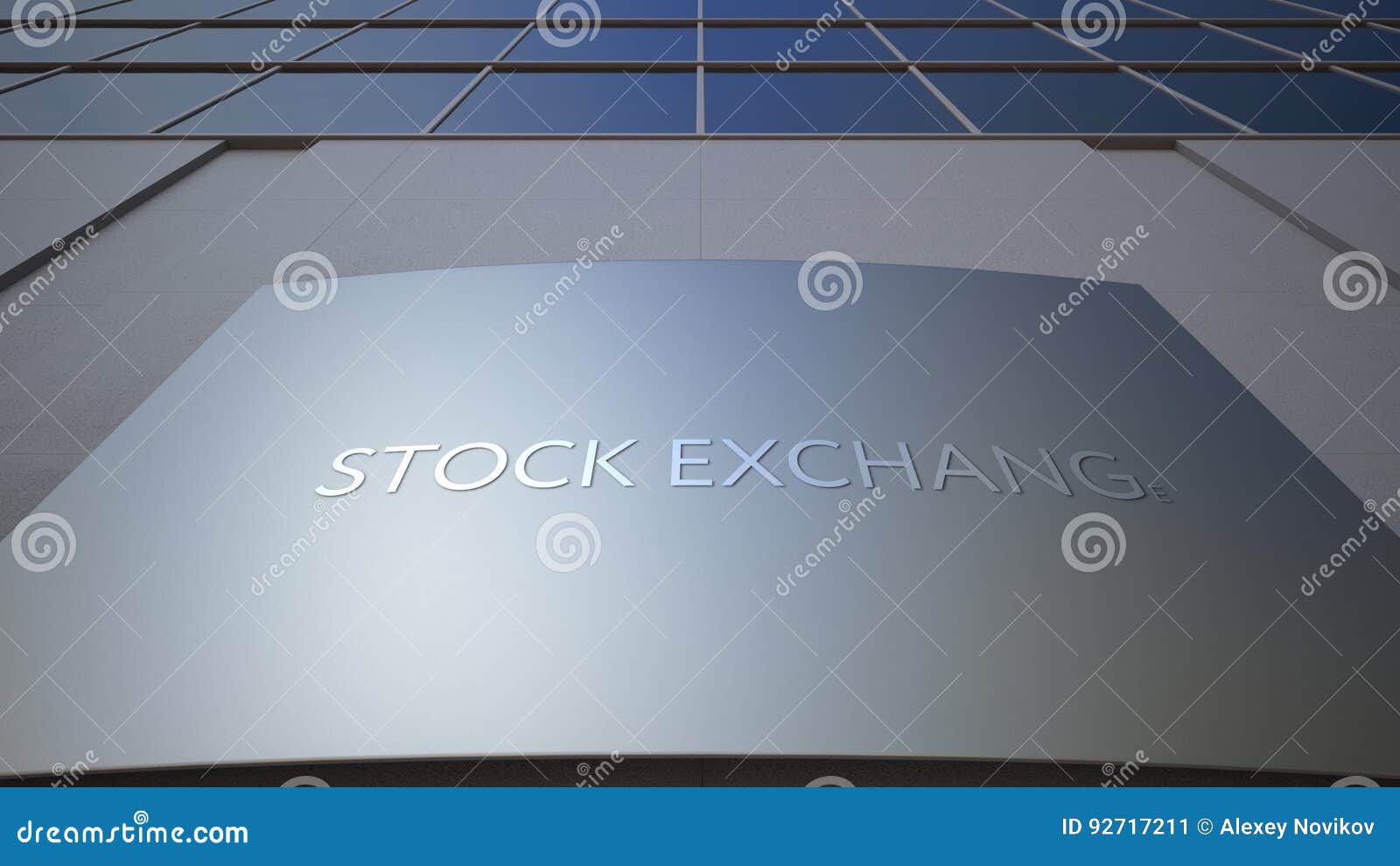 Abstract Stock Exchange Signage Board. Modern Office Building. 3D ...