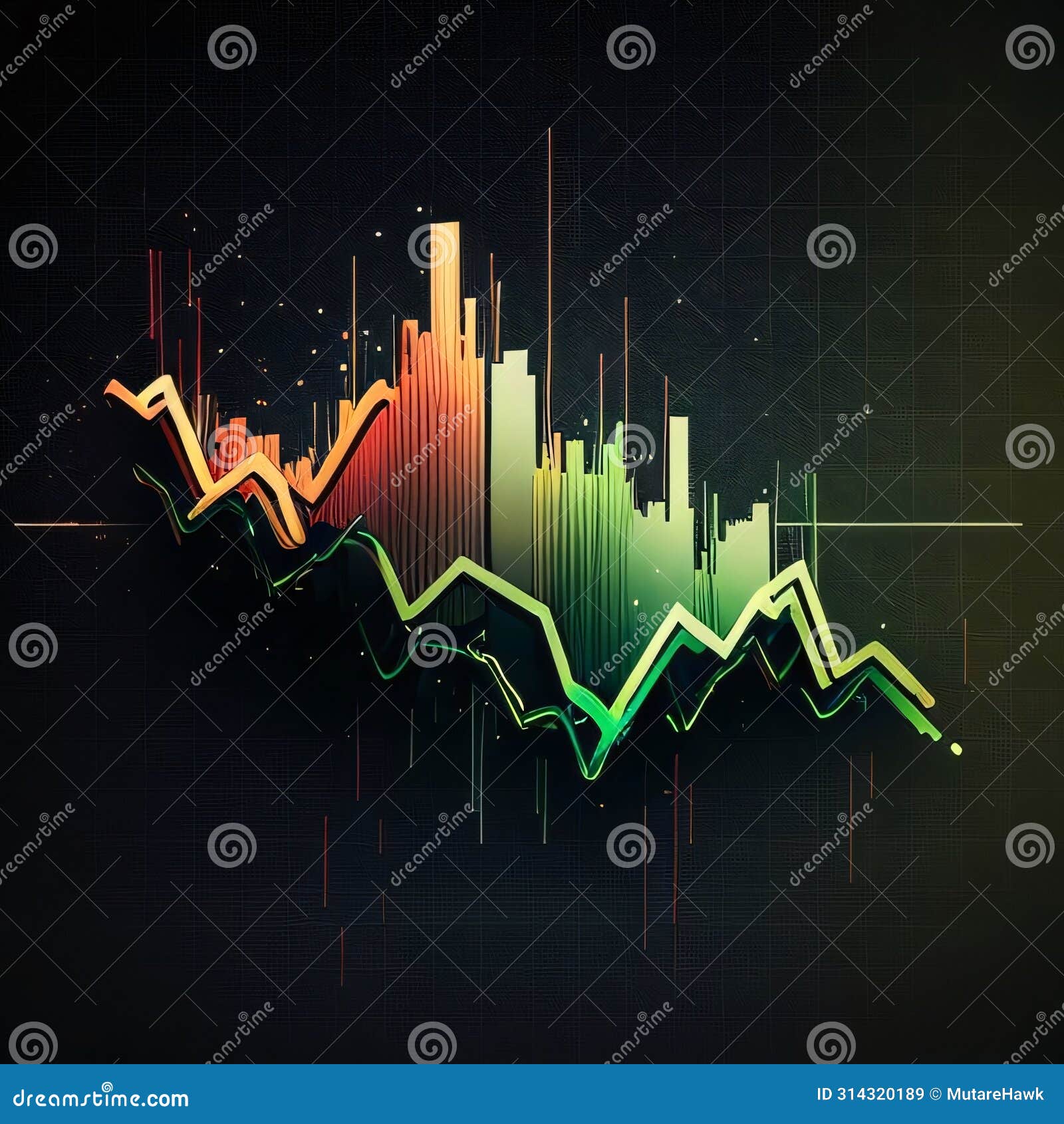 Abstract Stock Market Chart on Digital Background. 3d Illustration ...