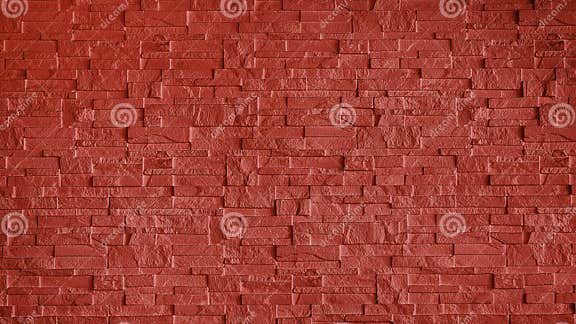 Abstract Stone Cladding Wall Made of Regular Bright Red Bricks ...