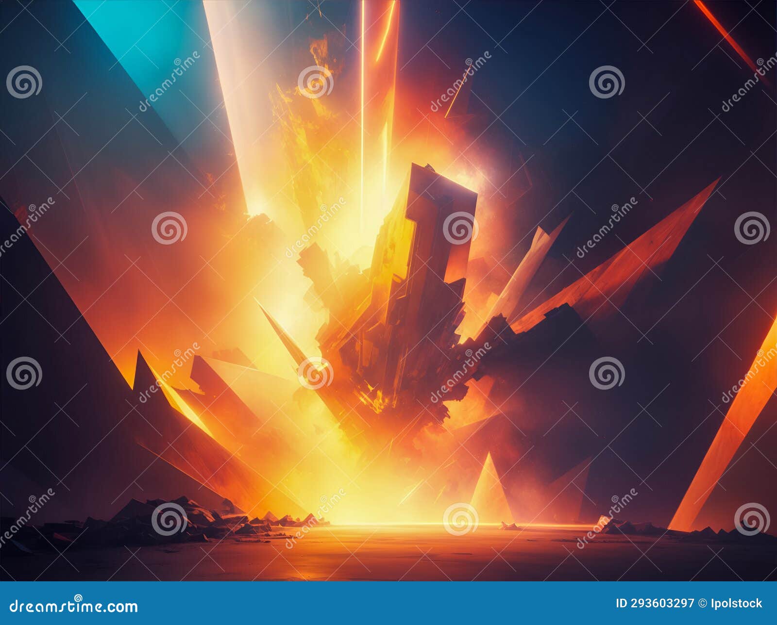 An Abstract Stone Cliff Erupting and Shattering, Creating a Dynamic and ...