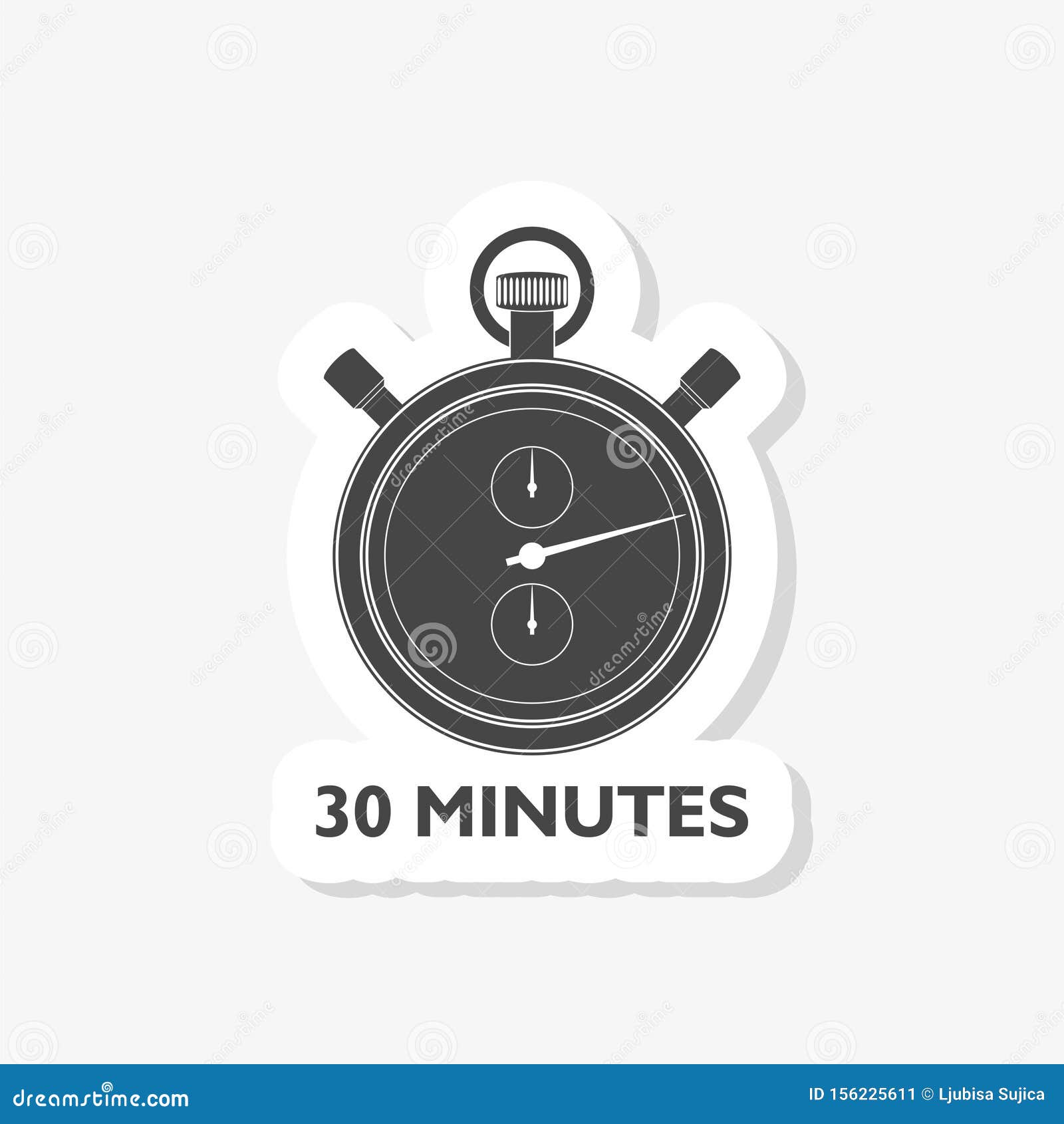 Abstract Stop Watch on Thirty Minutes Sticker Icon Stock Illustration ...