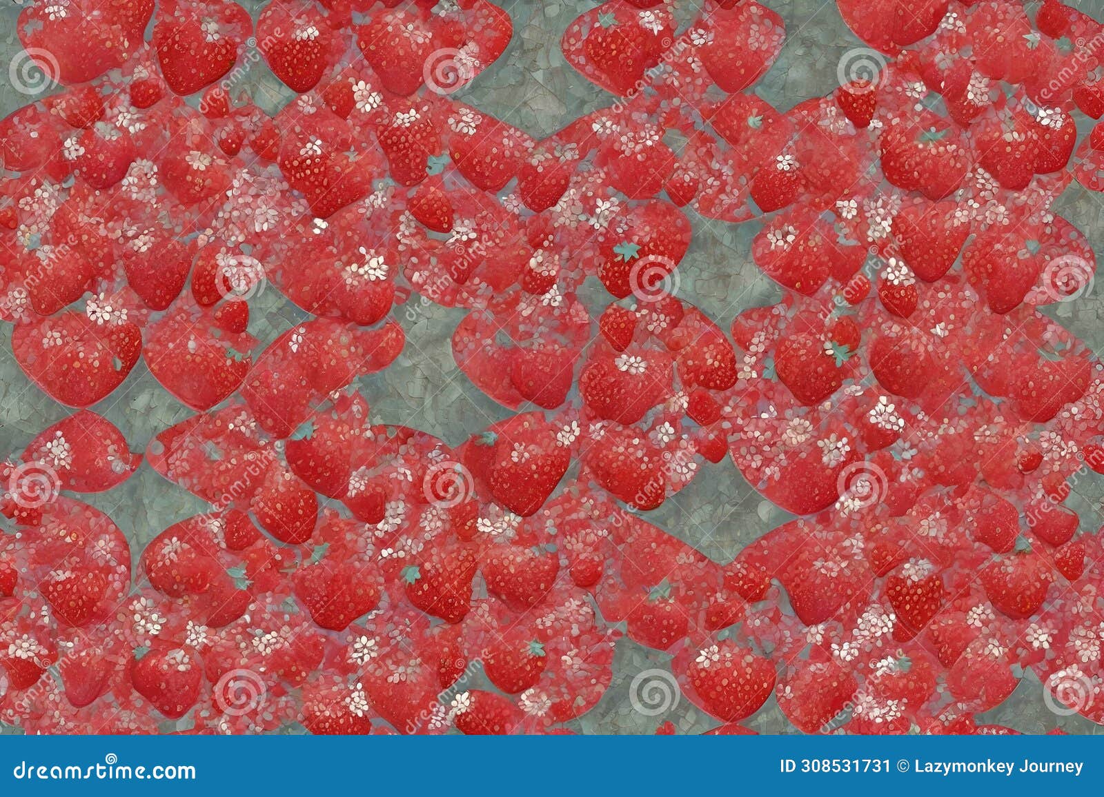 Abstract Strawberry Floral Red Mosaic Pattern Stock Illustration ...