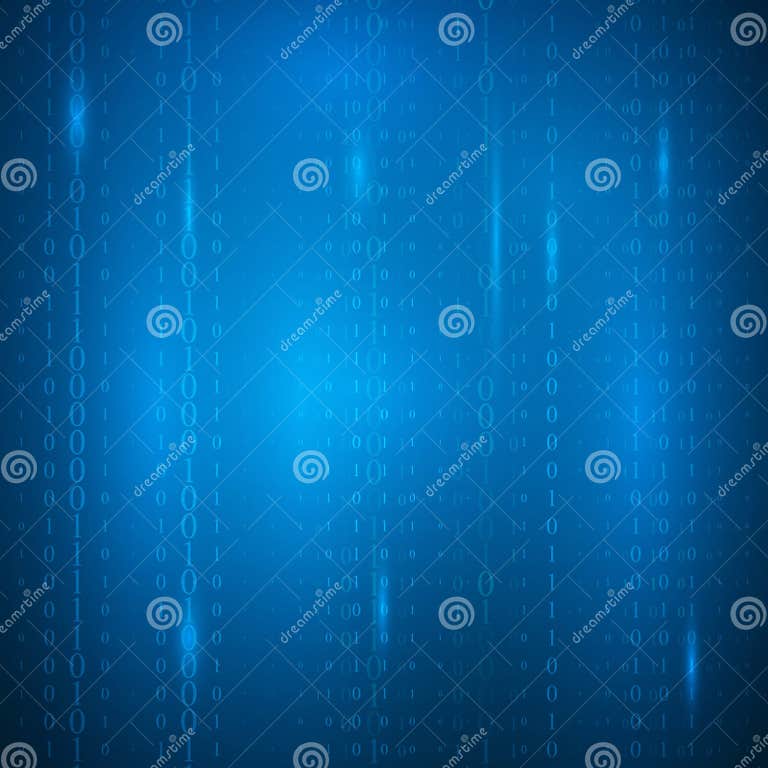 Abstract Stream Of Binary Matrix Code On Blue Screen Binary Computer Code Programming Coding