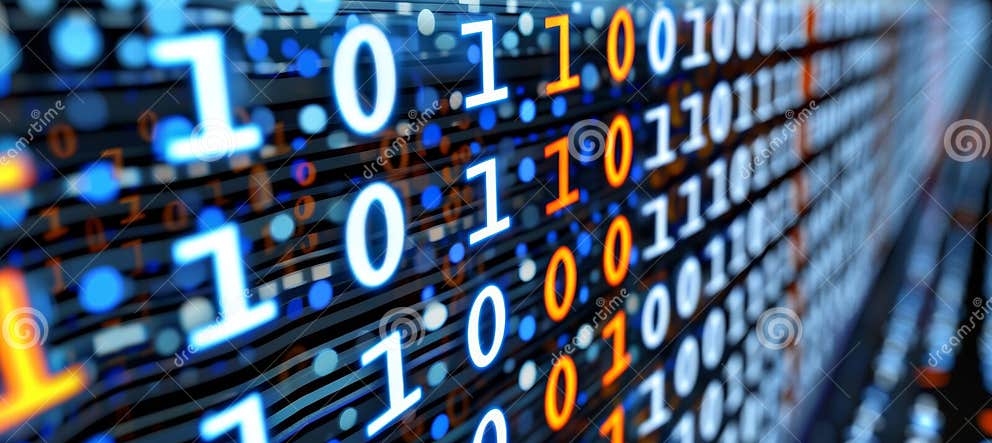 Abstract Stream of Digital Data 1s and 0s Form a Background Symbolizing Binary Code, Technology ...