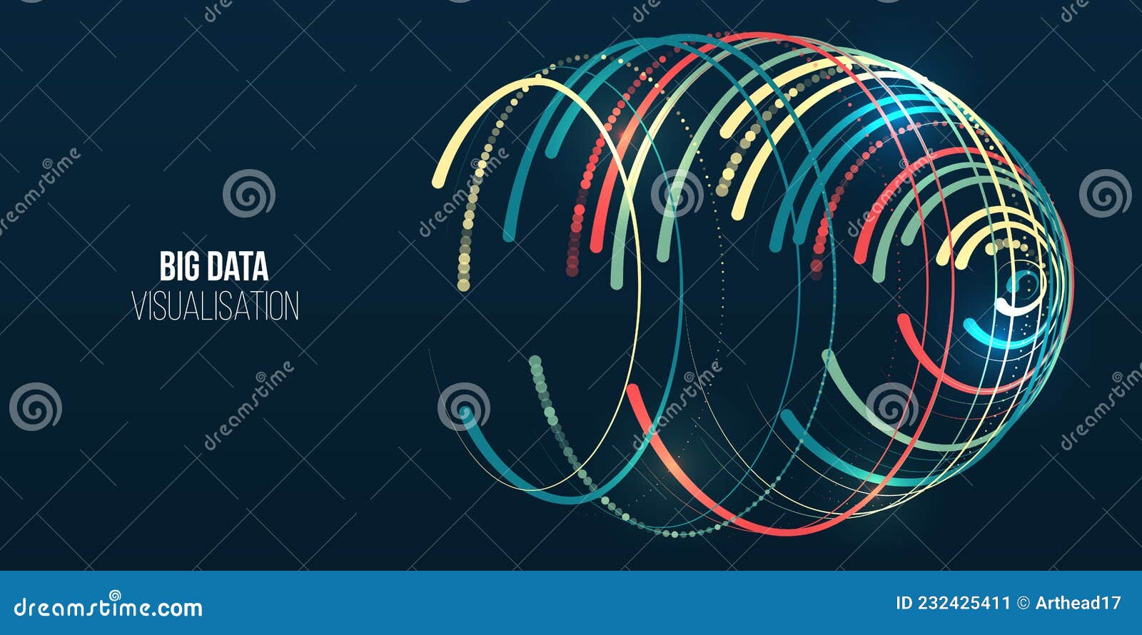 Abstract Stream Information With Circles Array And Binary Code Information Analytics Concept