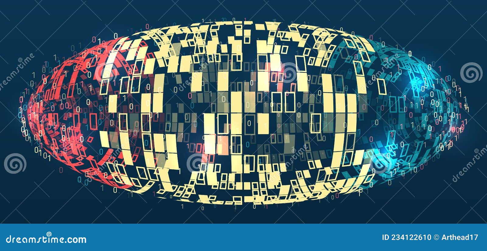 Abstract Stream Information with Circles Array and Binary Code. Information Analytics Concept ...