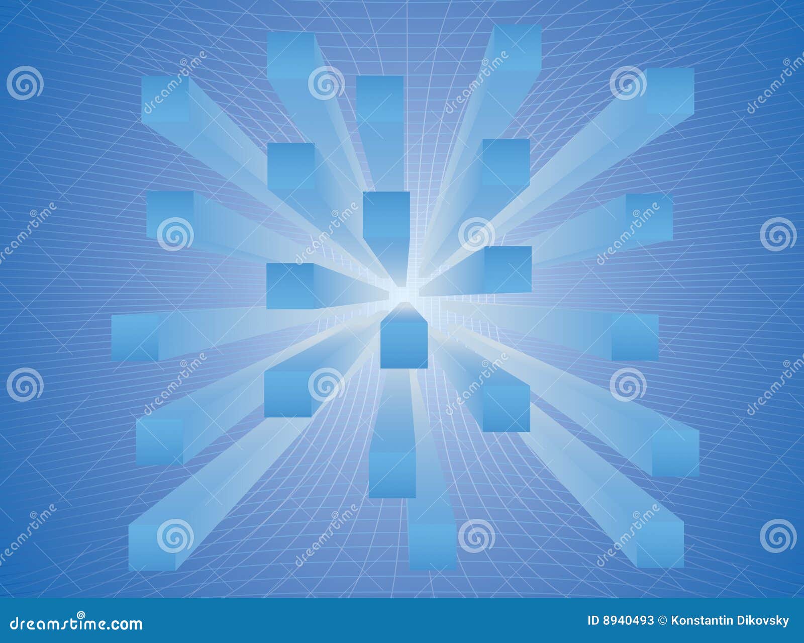 Abstract Stretched Cubes in the Blue Space Stock Vector - Illustration ...