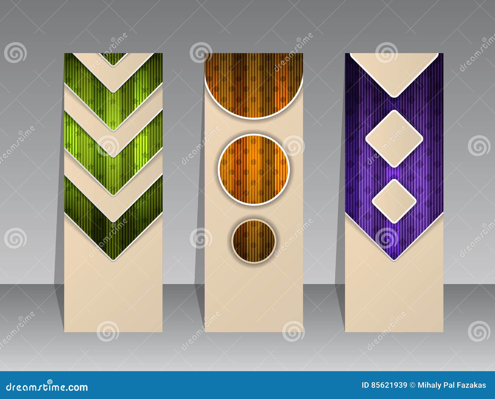 Abstract Striped Banner Set with Shadows Stock Illustration ...