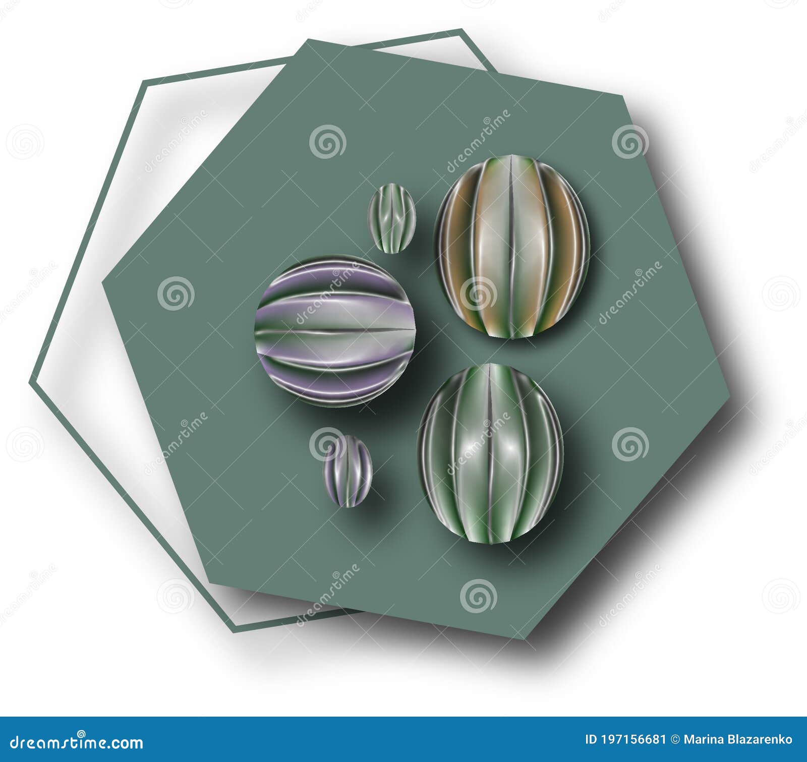 Abstract Striped Figures on a Green Background for Design Stock ...