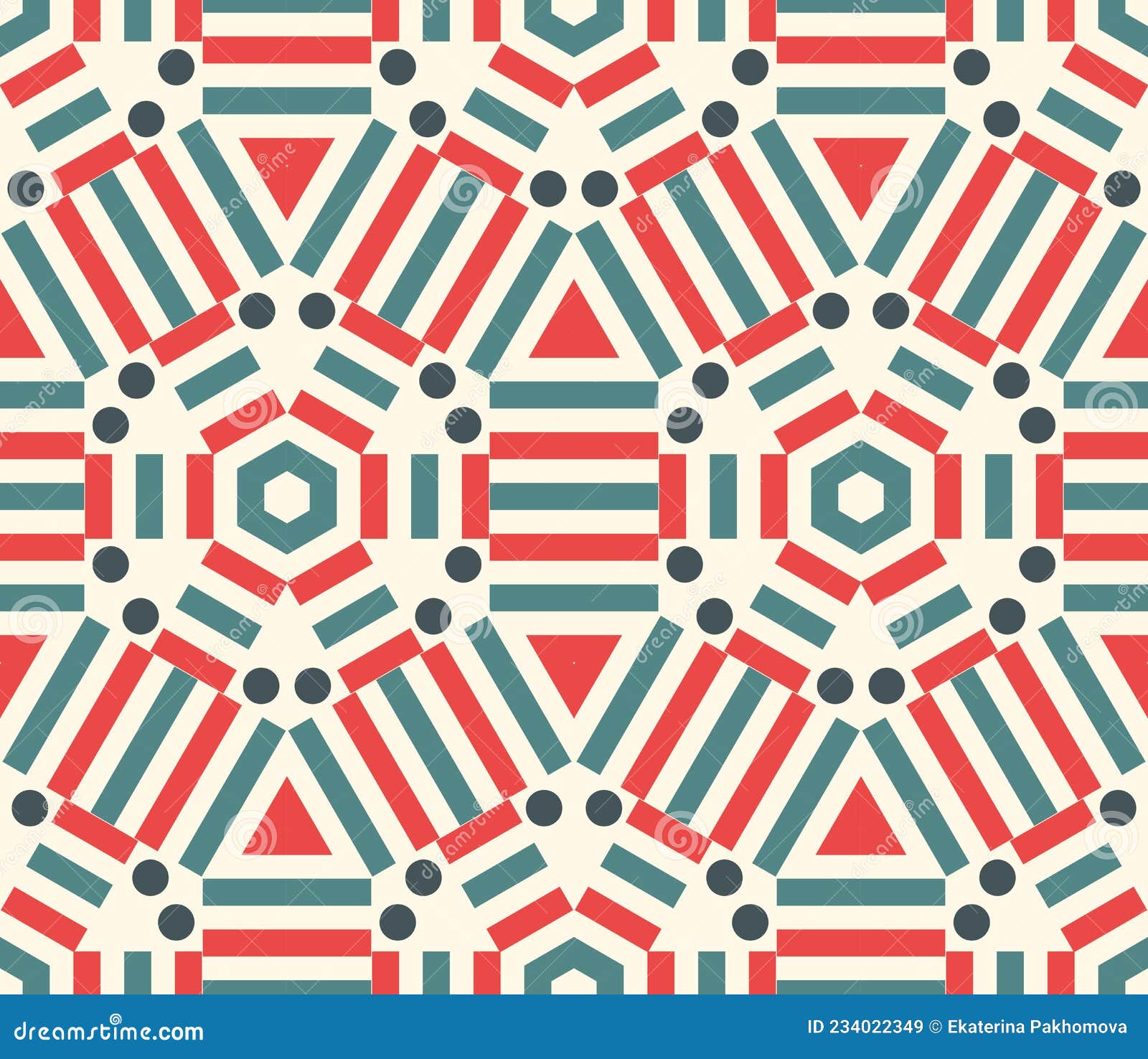 Abstract Striped Geometric Seamless Pattern with Different Shapes ...