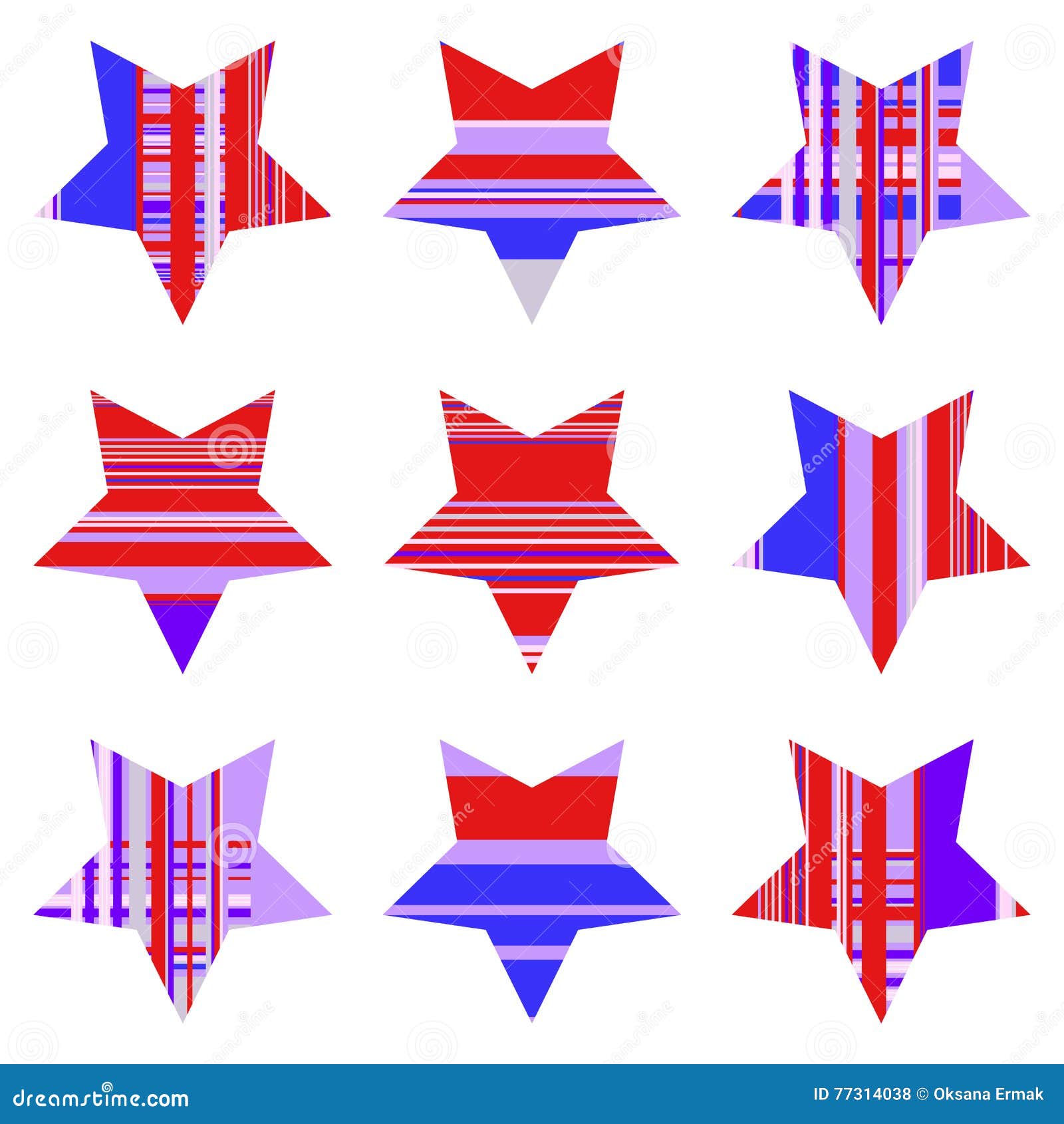 Abstract Striped Star Collection Stock Vector - Illustration of ...