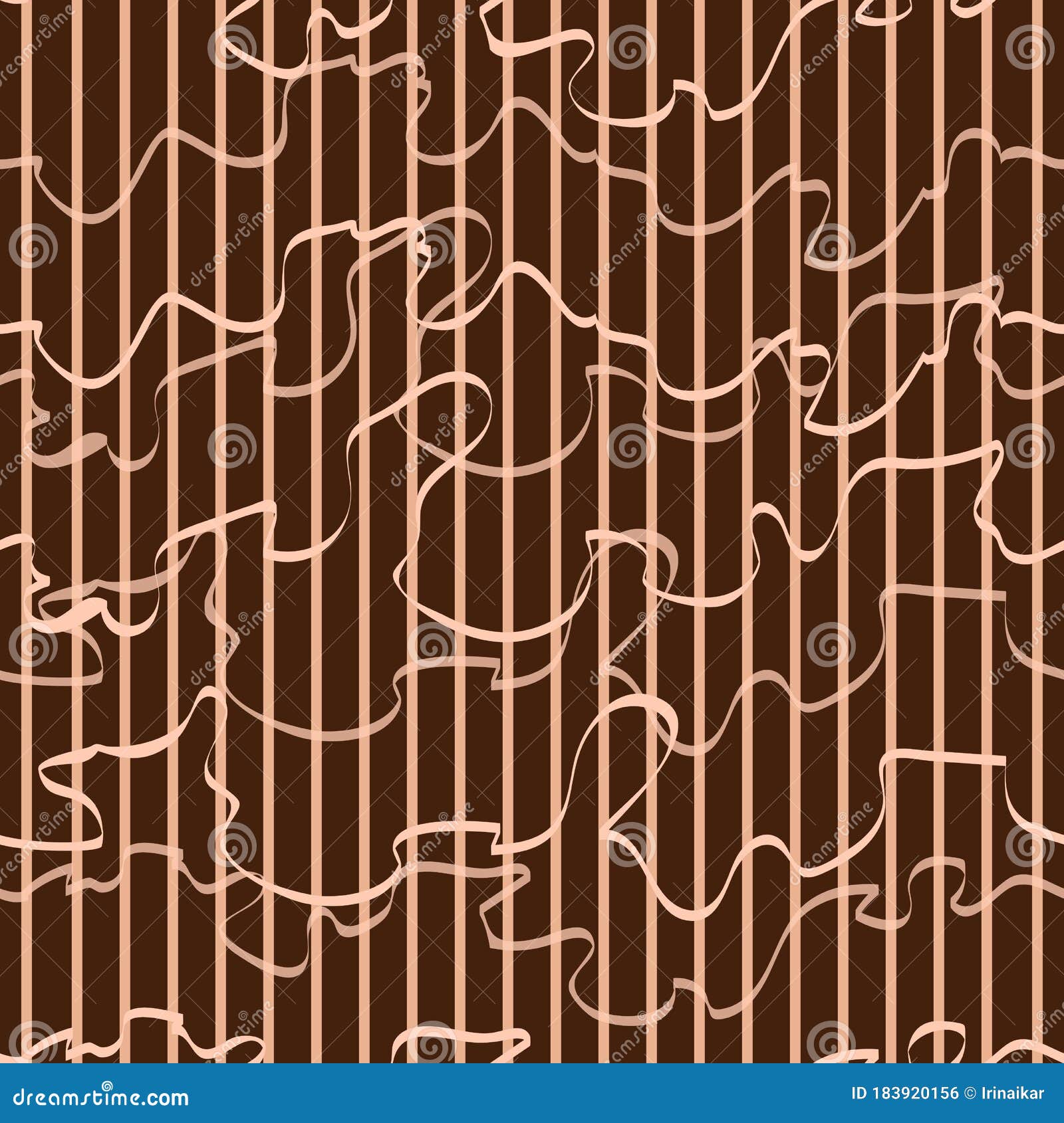 Abstract Striped Vector Seamless Pattern. Vertical Stripes and Curly ...