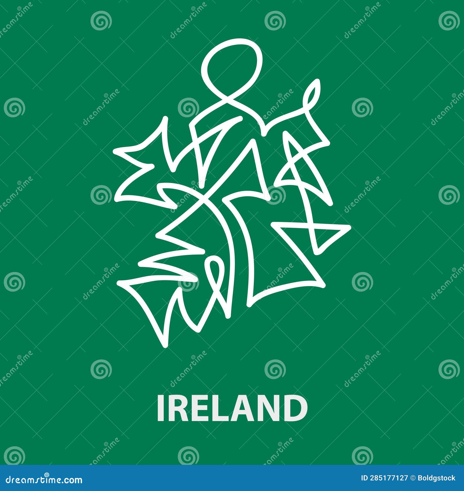 Abstract Stroke Map of Ireland for Rugby Tournament Stock Vector ...