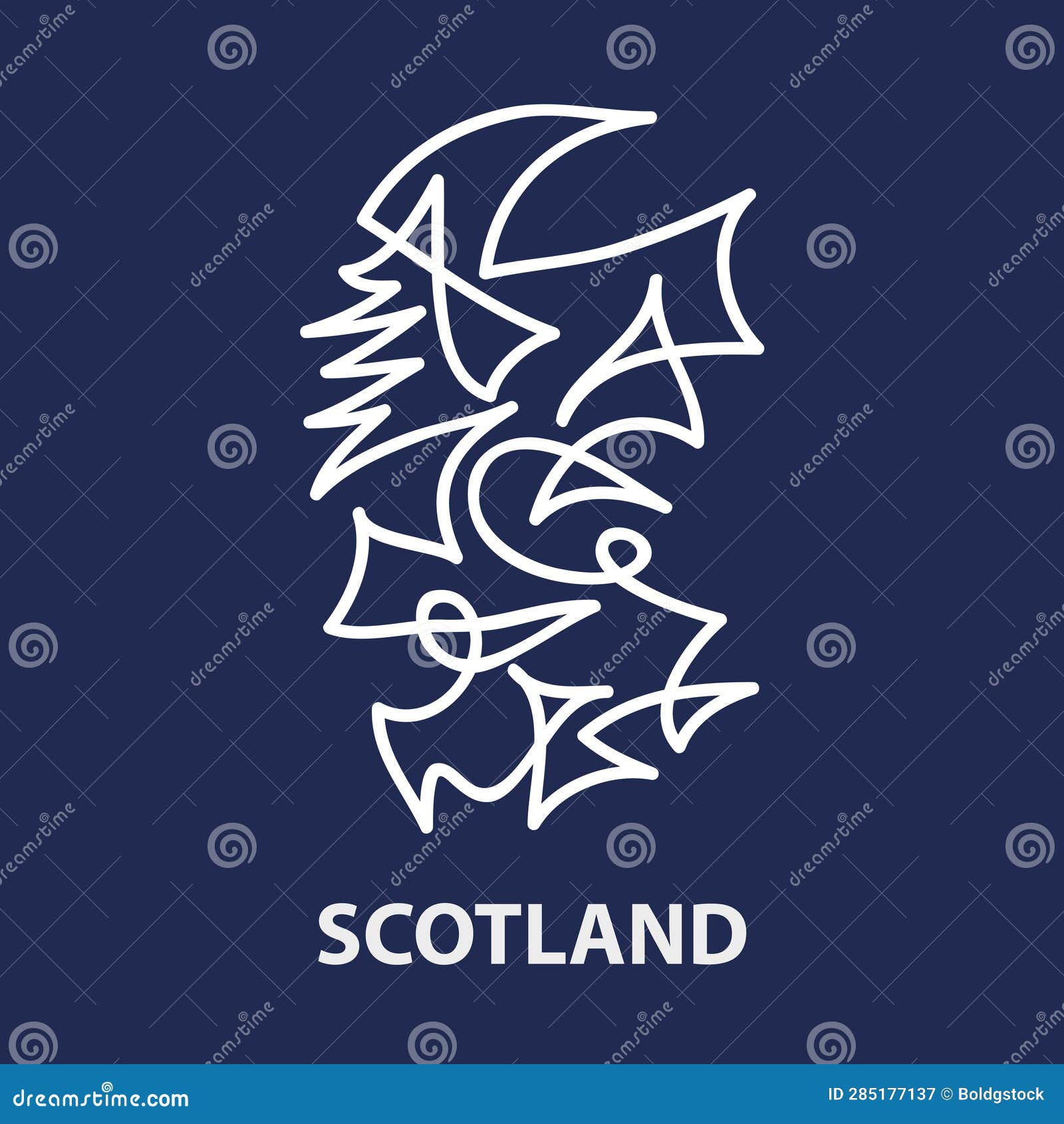 Abstract Stroke Map of Scotland for Rugby Tournament Stock Vector ...