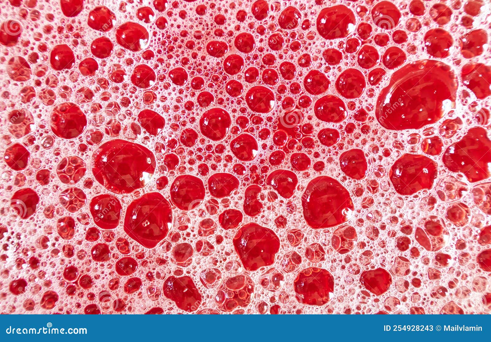 Abstract Structure of Red Foamed Surface of Liquid. Low-depth ...