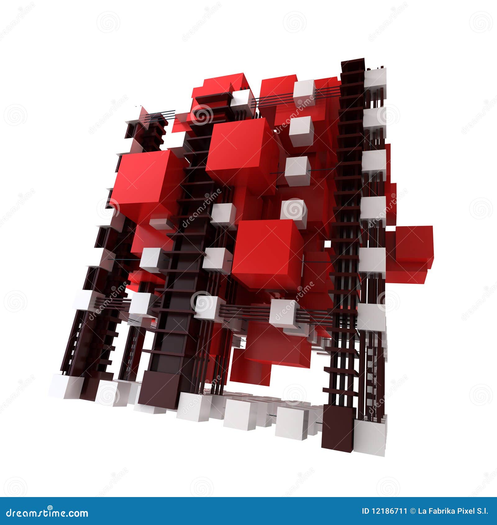 Abstract Structure in Red and White Stock Illustration - Illustration ...